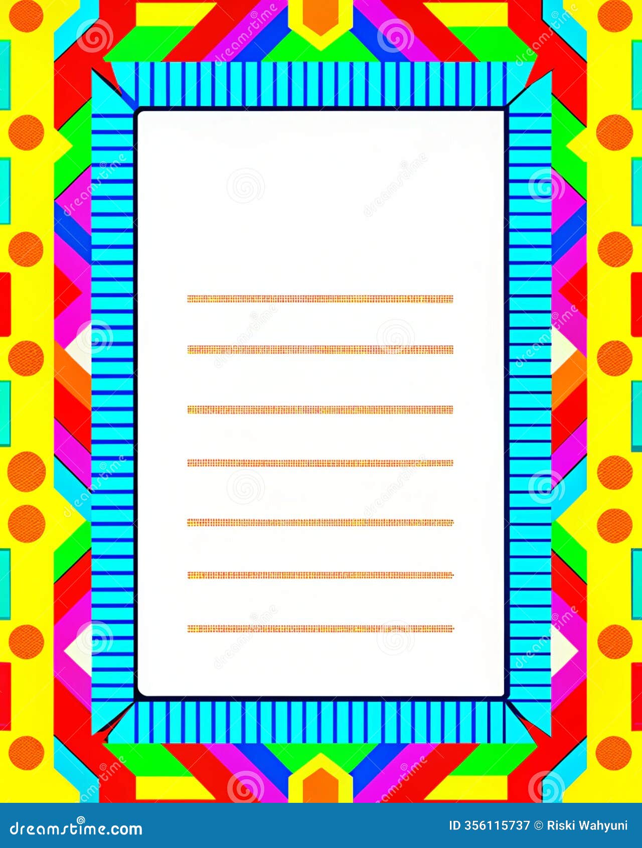 Memphis Pattern Border with Paper Texture and Neon Spectrum Palette ...