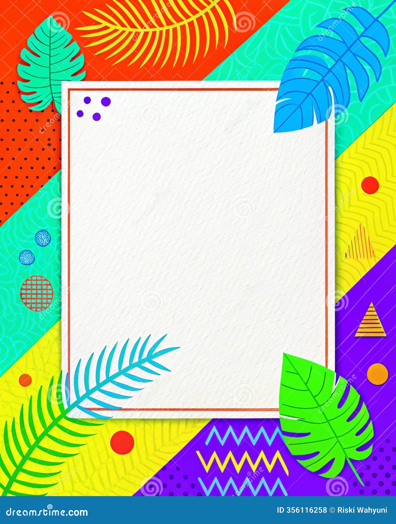 Memphis Pattern Border with Paper Texture and Neon Spectrum Palette ...