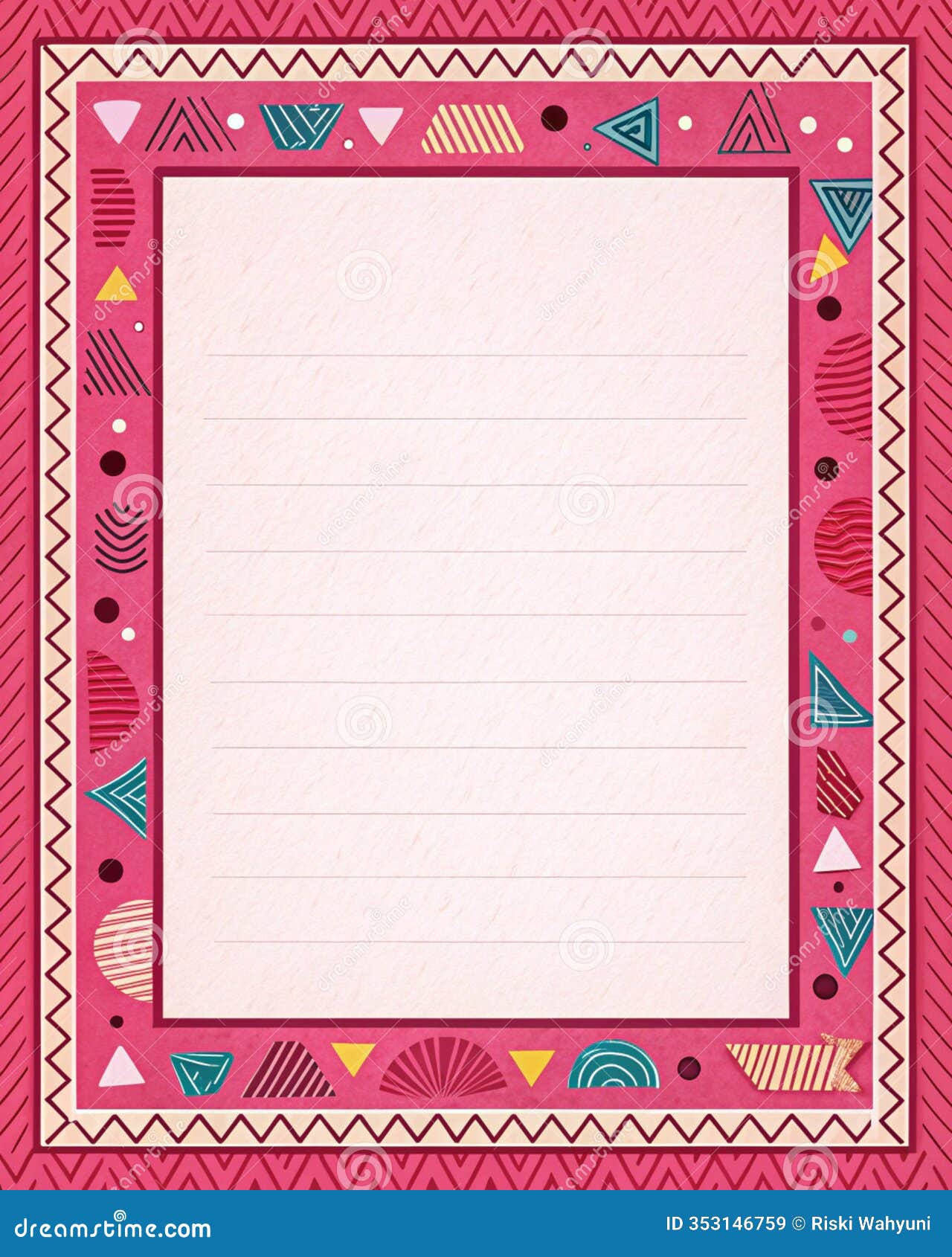 Memphis Pattern Border with Paper Texture and Rose Cascade Palette ...