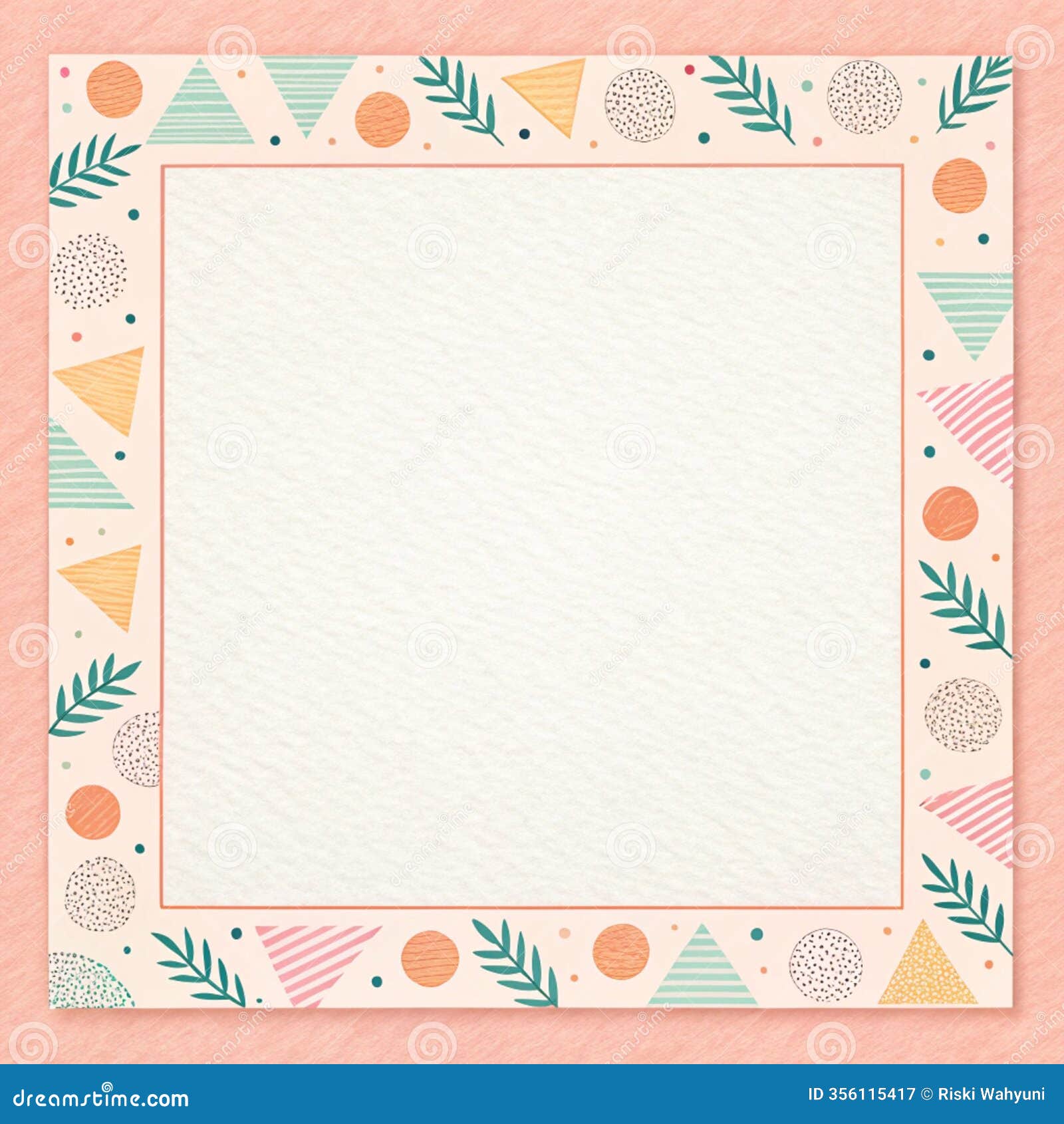 Memphis Pattern Border with Paper Texture and Soft Blush Palette Stock ...