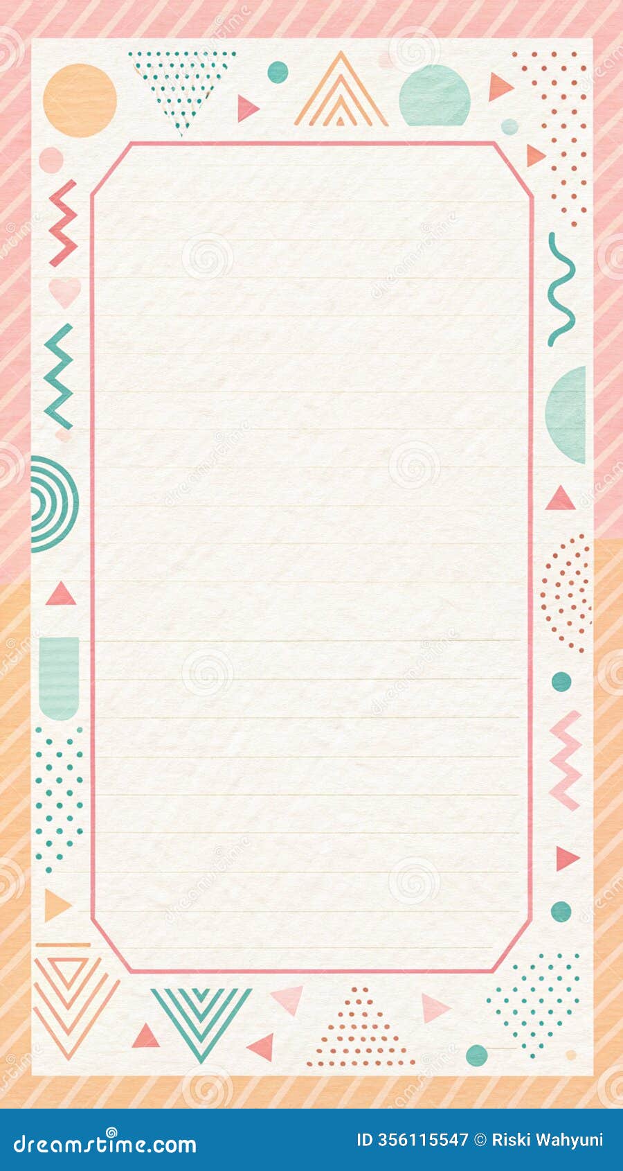 Memphis Pattern Border With Paper Texture And Fiery Passion Palette ...