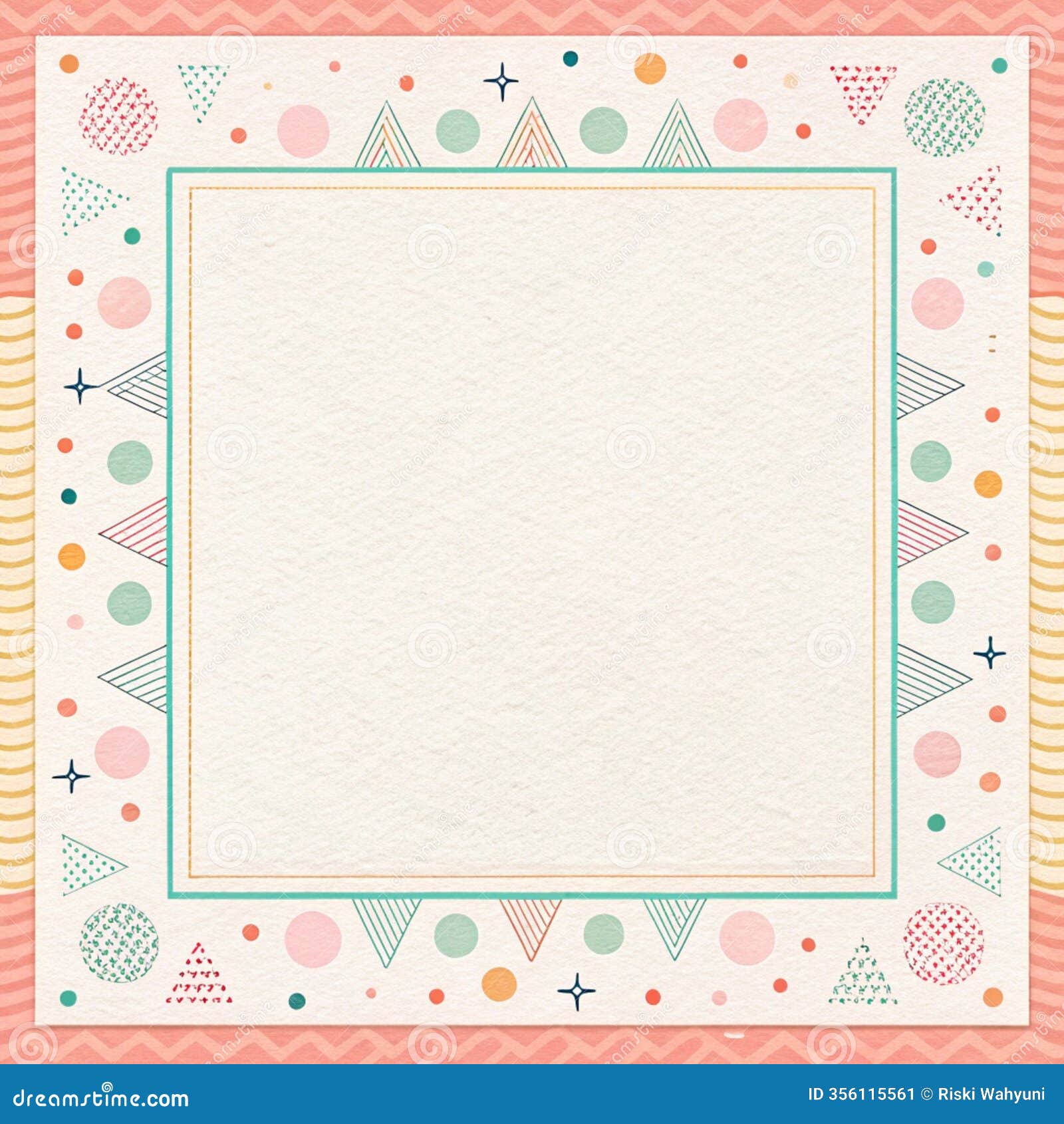 Memphis Pattern Border with Paper Texture and Soft Blush Palette Stock ...