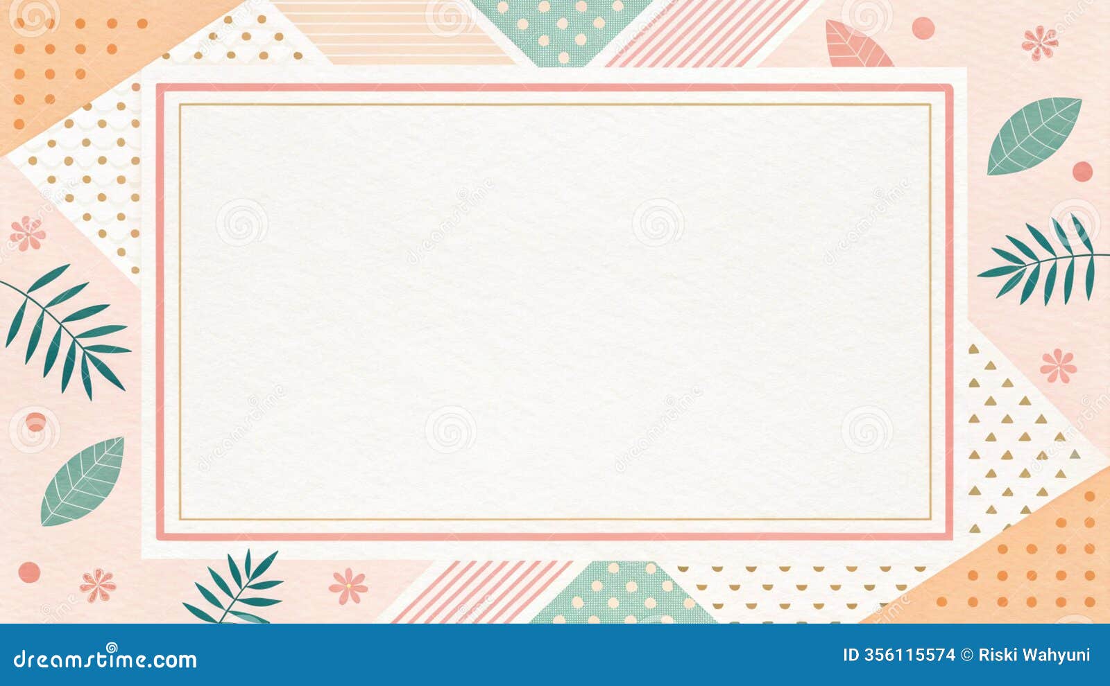 Memphis Pattern Border With Paper Texture And Fiery Passion Palette ...