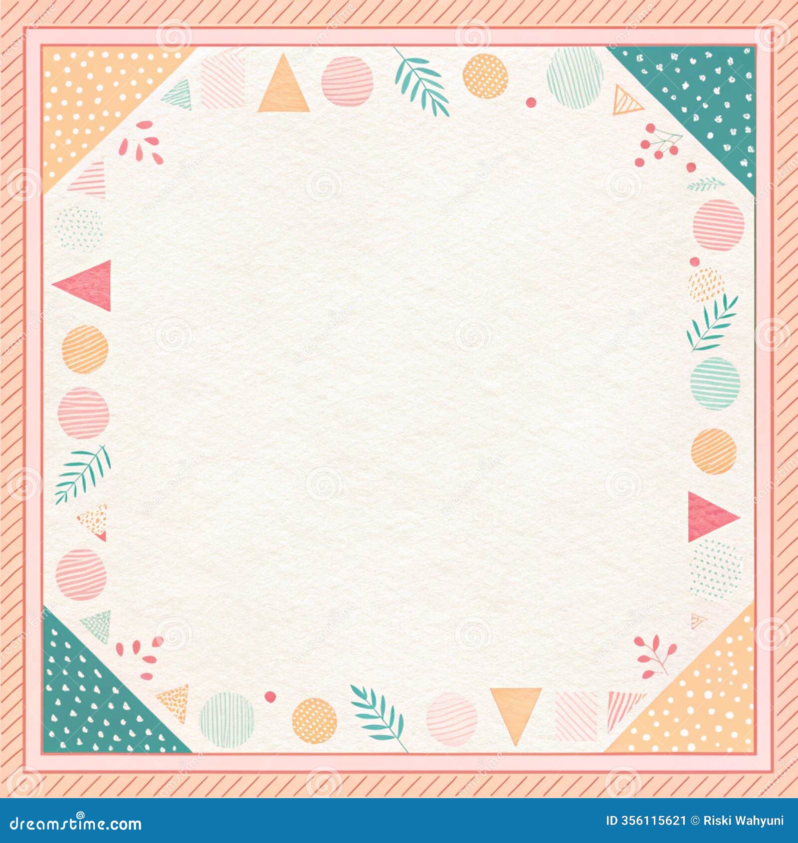 Memphis Pattern Border with Paper Texture and Soft Blush Palette Stock ...