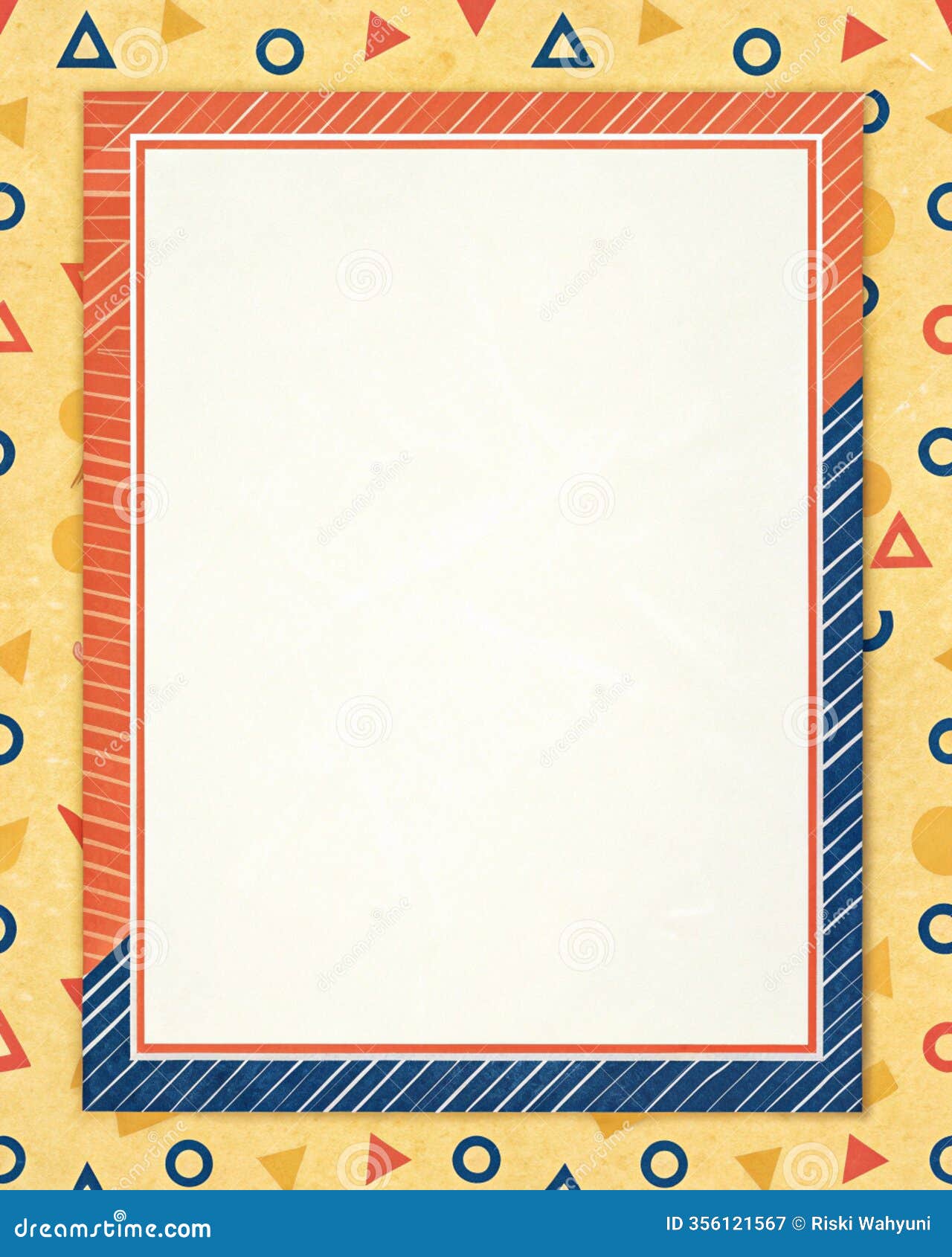 Memphis Pattern Border with Paper Texture and Sunset Sail Palette Stock ...