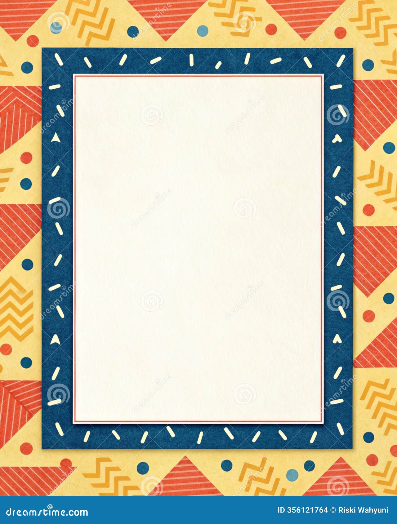 Memphis Pattern Border with Paper Texture and Sunset Sail Palette Stock ...