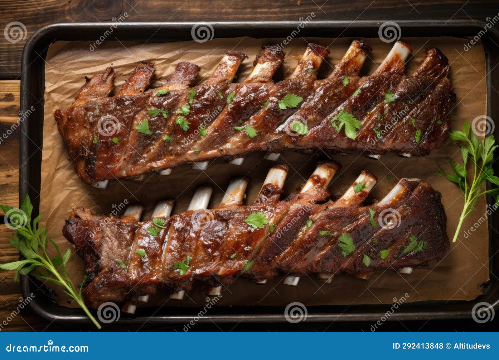 Memphis Pork Ribs Photographed from Top-down Perspective Stock Photo ...
