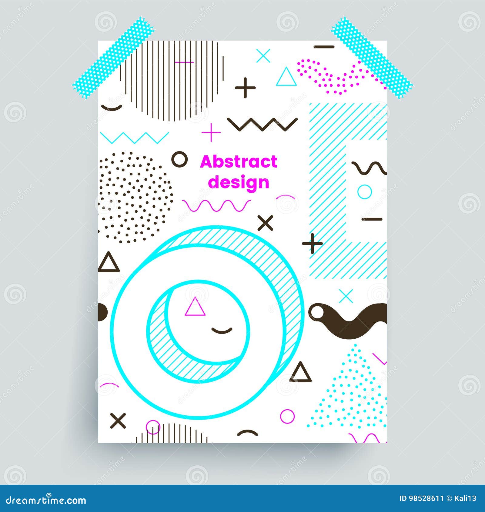 Memphis Poster, Line Art Design on a White Stock Vector - Illustration ...