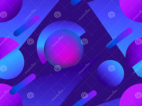 Memphis Seamless Pattern. Asymmetrical Geometric Objects Gradient in ...