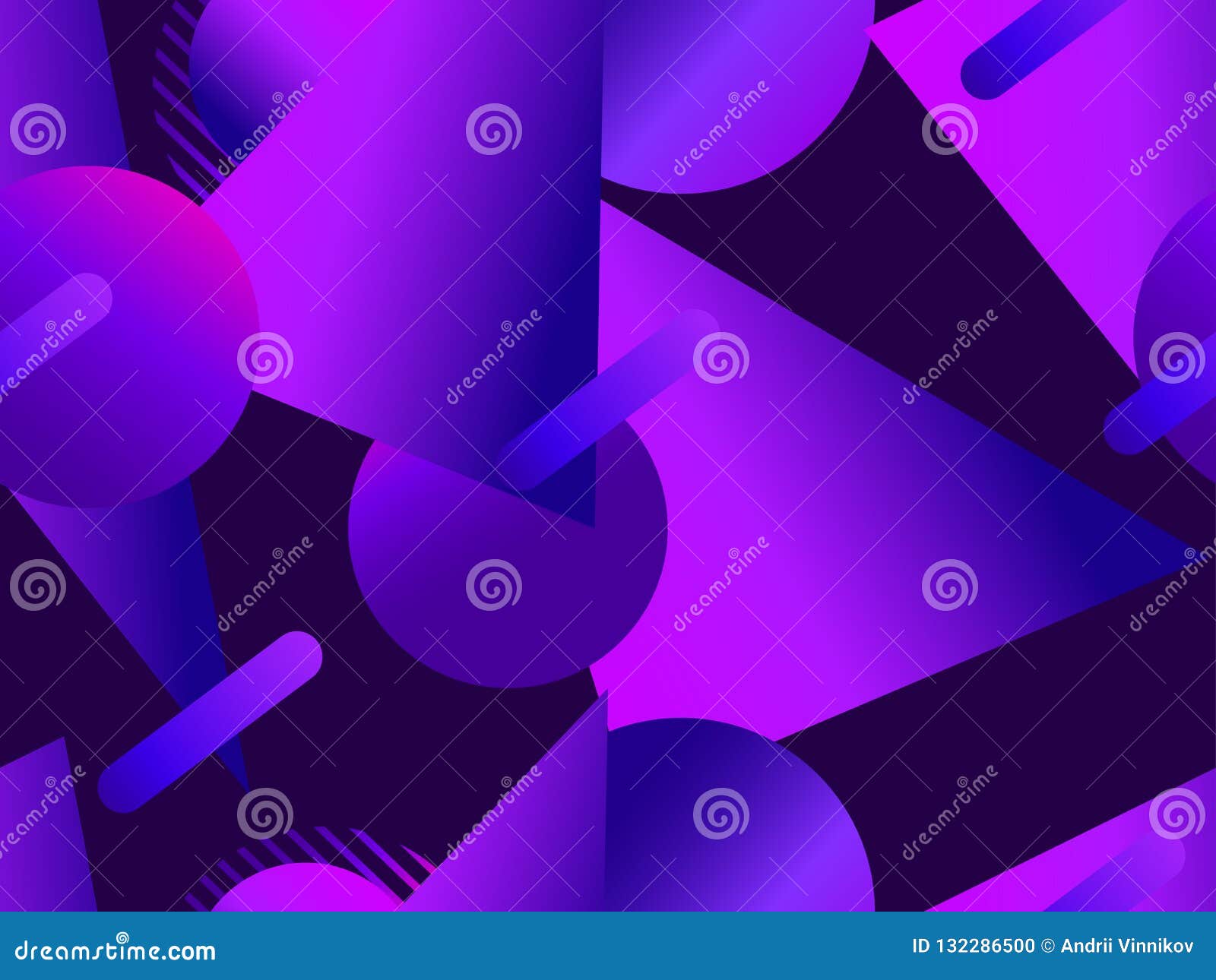 Memphis Seamless Pattern. Asymmetrical Geometric Objects Gradient in ...