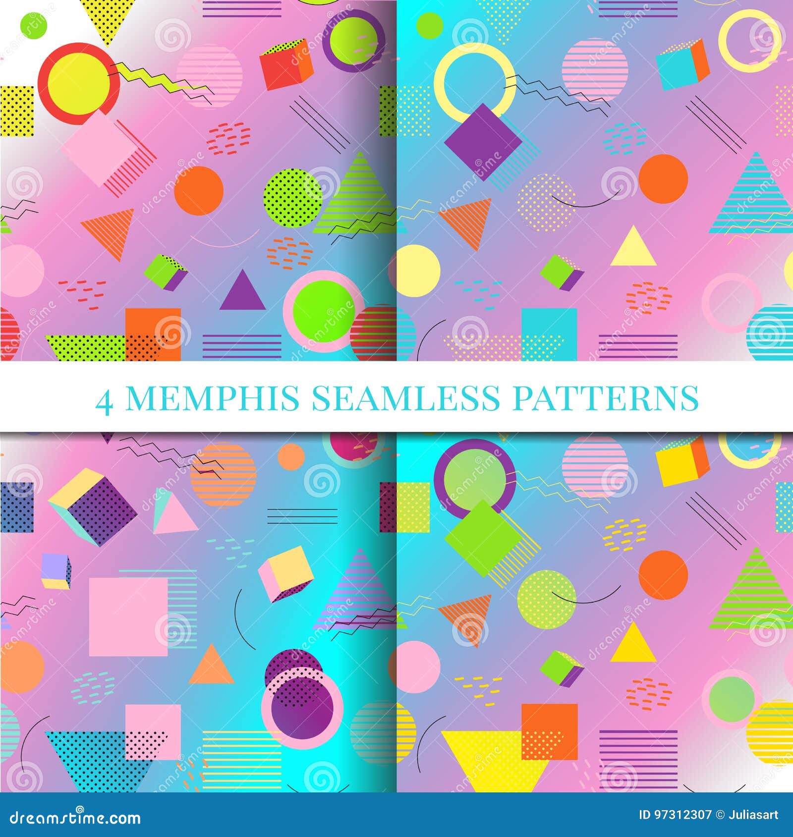 Memphis Seamless Pattern on Background. Memphis Style. Colorful Stock ...