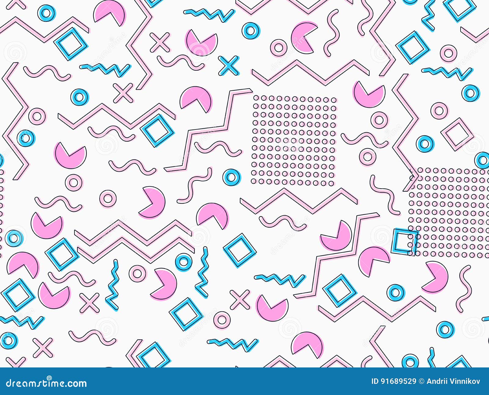 Memphis Seamless Pattern. Geometric Elements Memphis in the Style of 80 ...