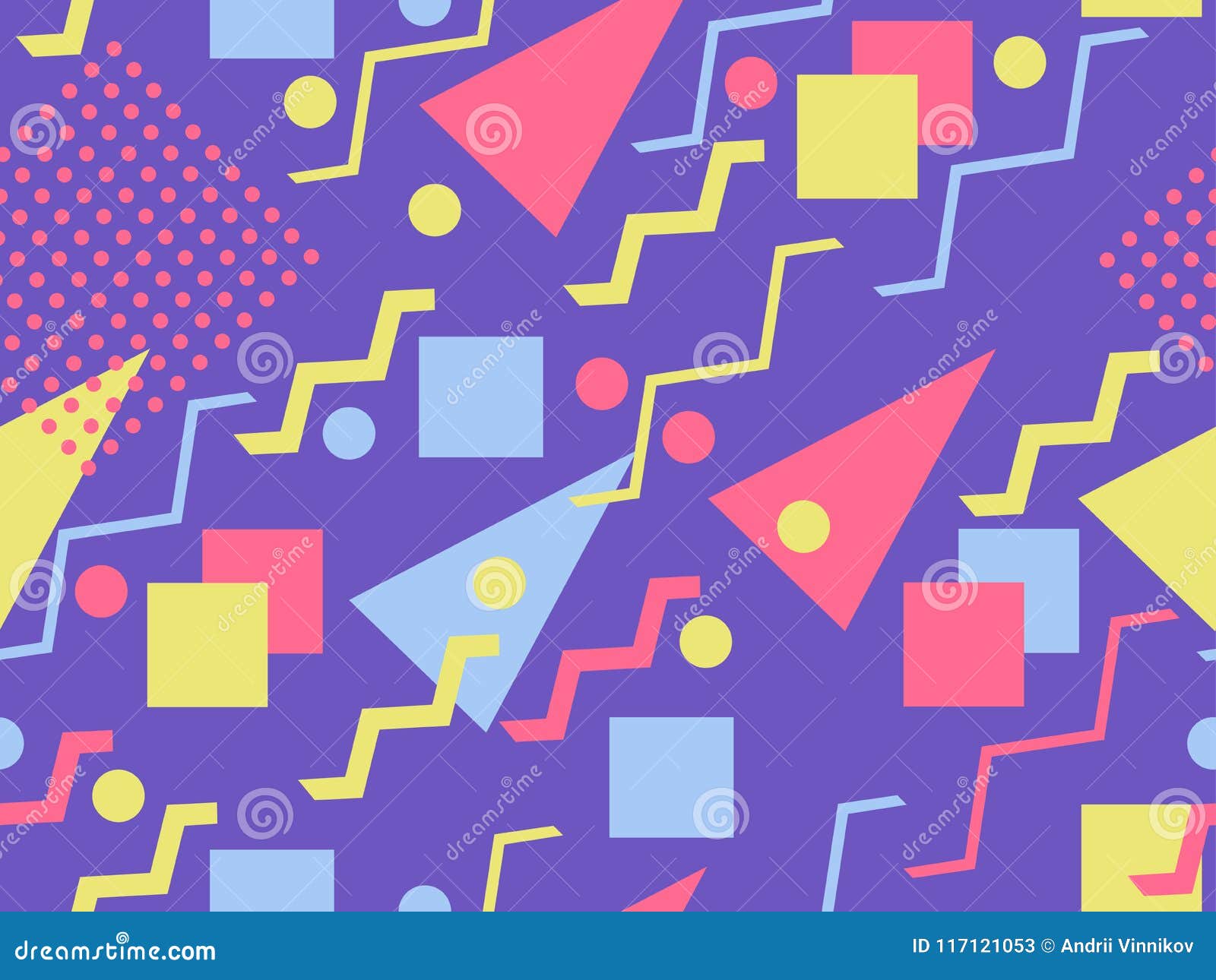 Memphis Seamless Pattern. Geometric Elements Memphis in the Style of ...
