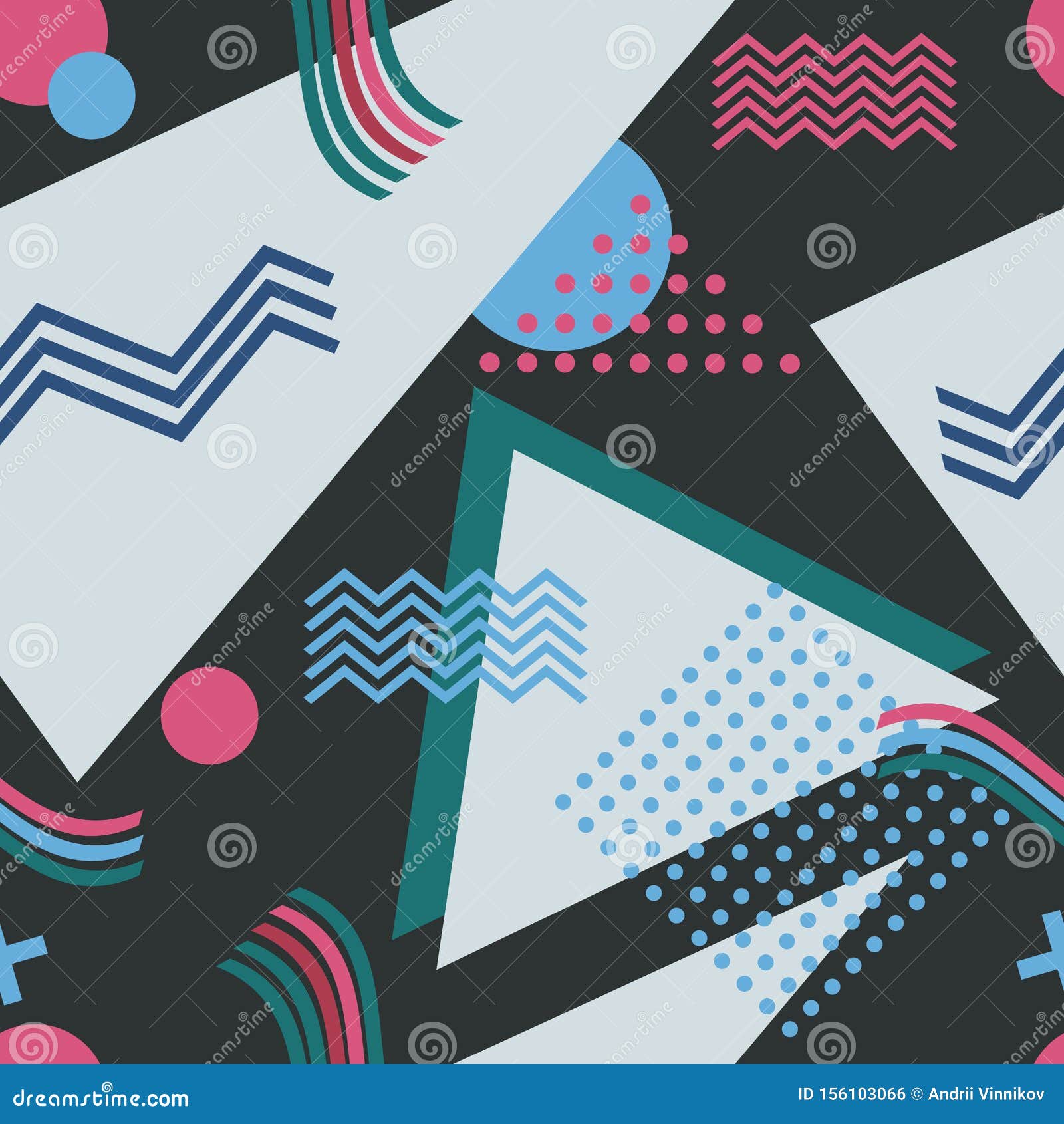 Memphis Seamless Pattern. Geometric Elements Memphis in the Style of ...