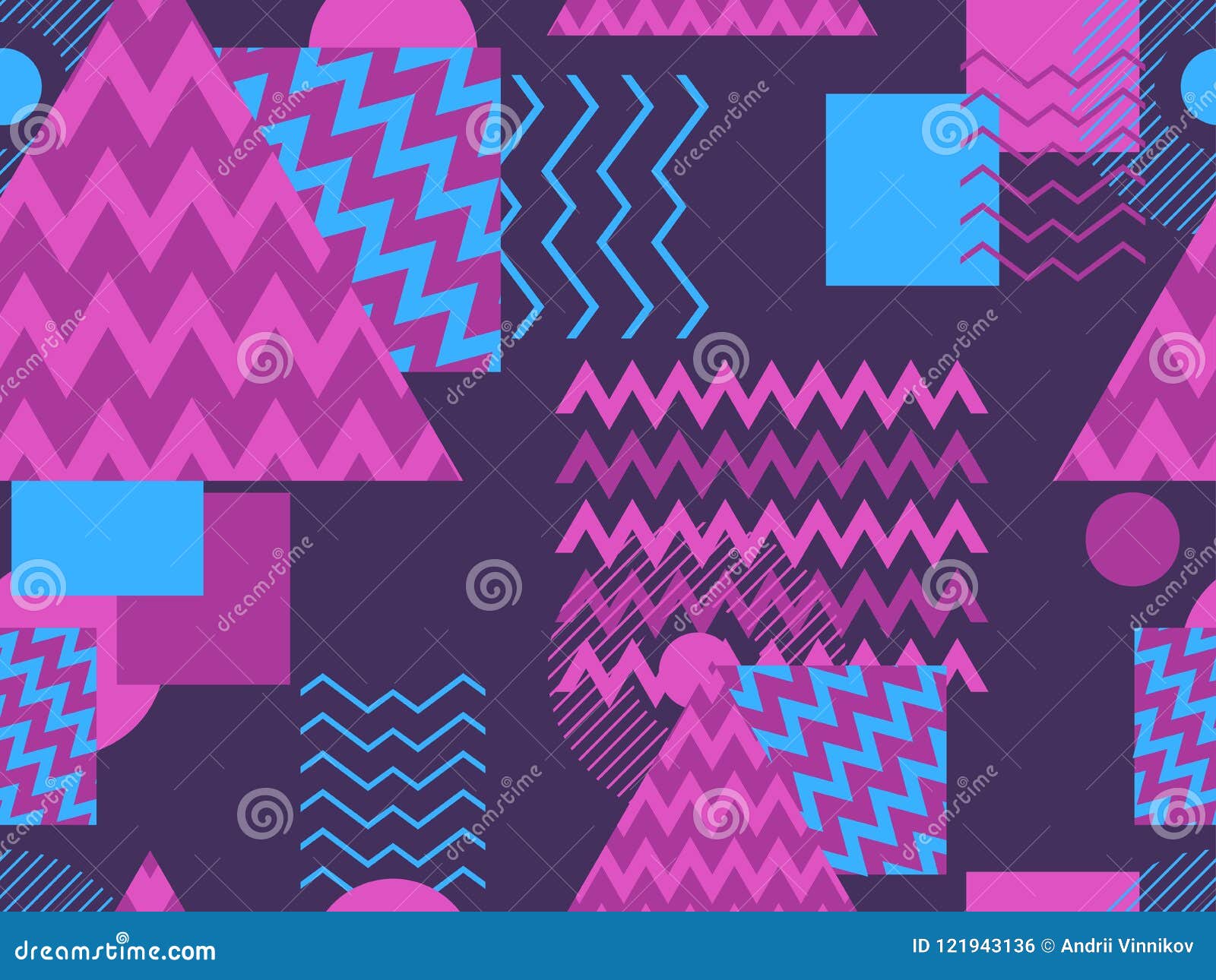 Memphis Seamless Pattern. Geometric Elements Memphis in the Style of 80 ...