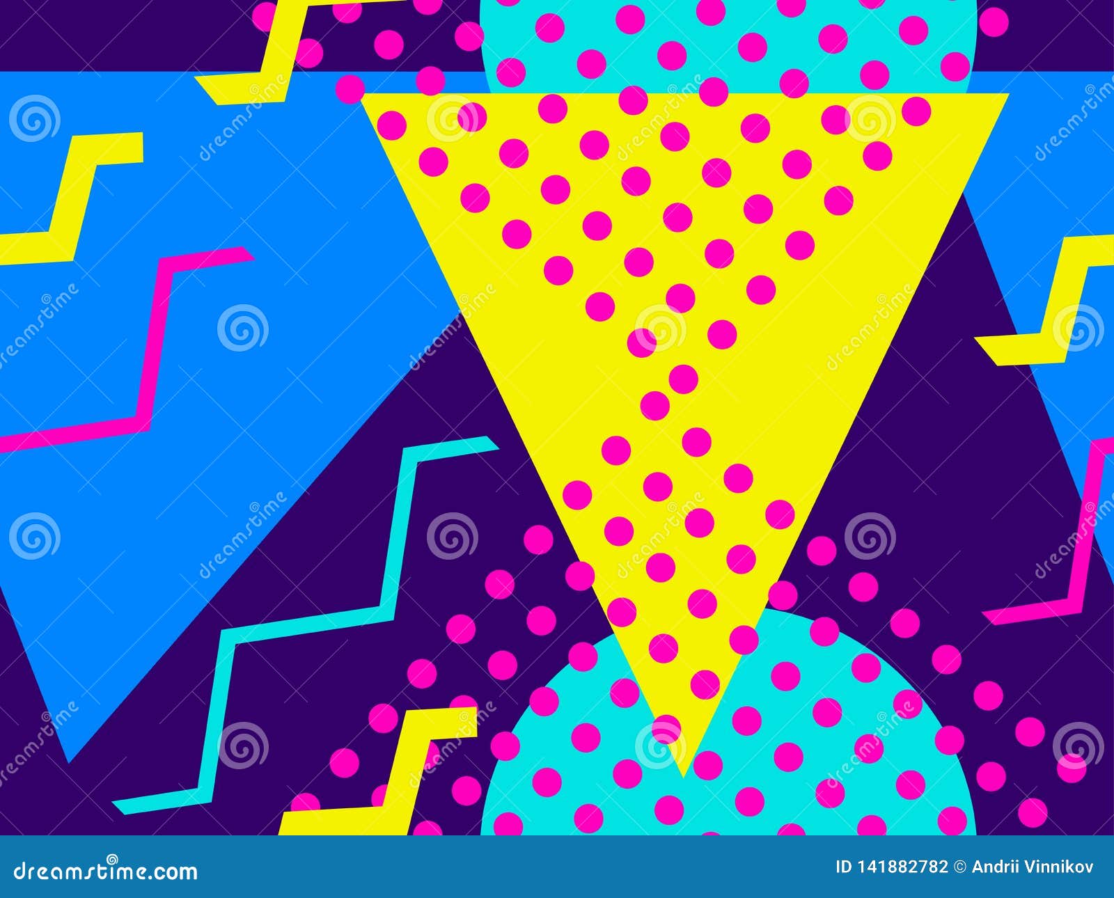 Memphis Seamless Pattern. Geometric Elements Memphis in the Style of 80 ...