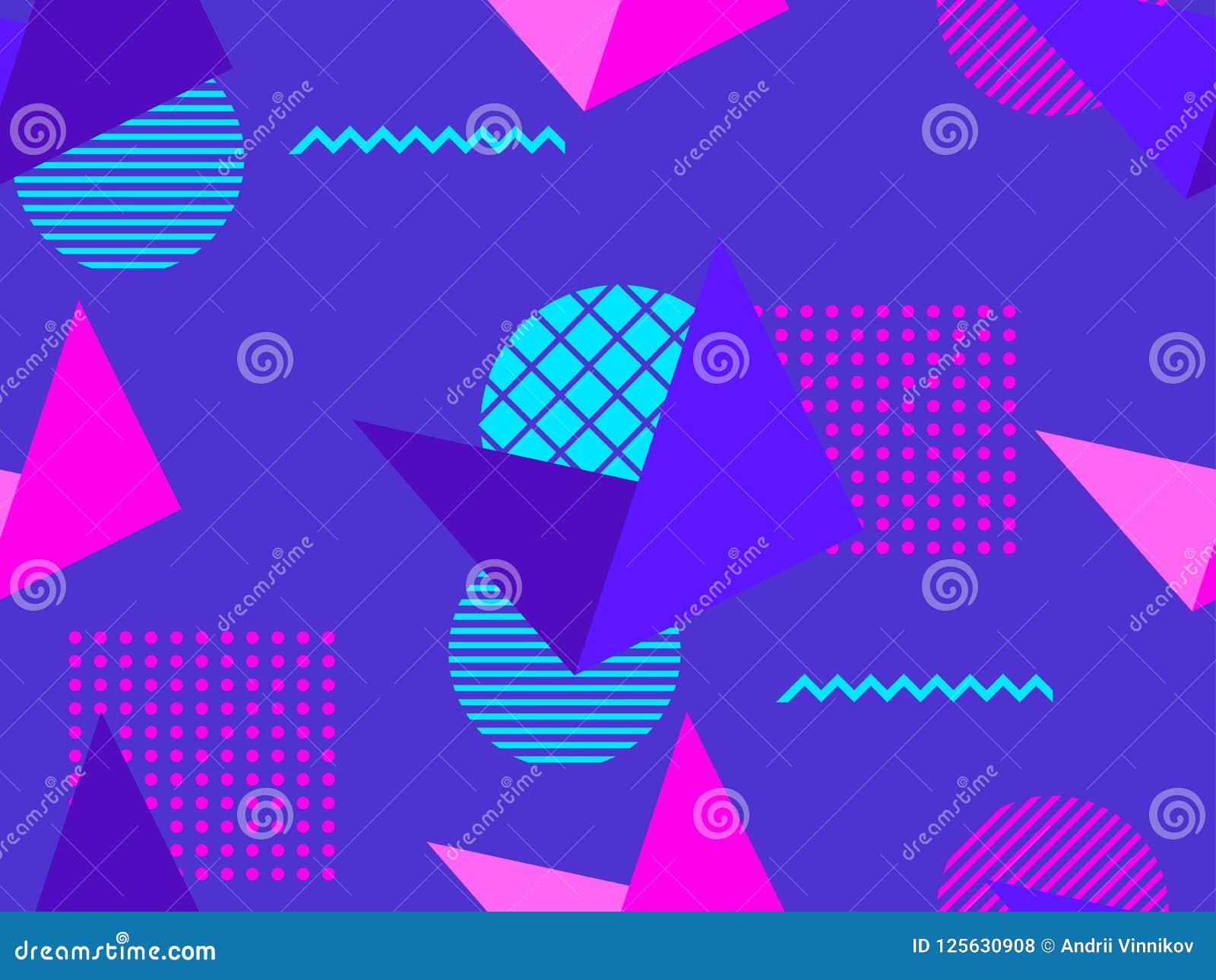 Memphis Seamless Pattern. Geometric Elements Memphis in the Style of ...