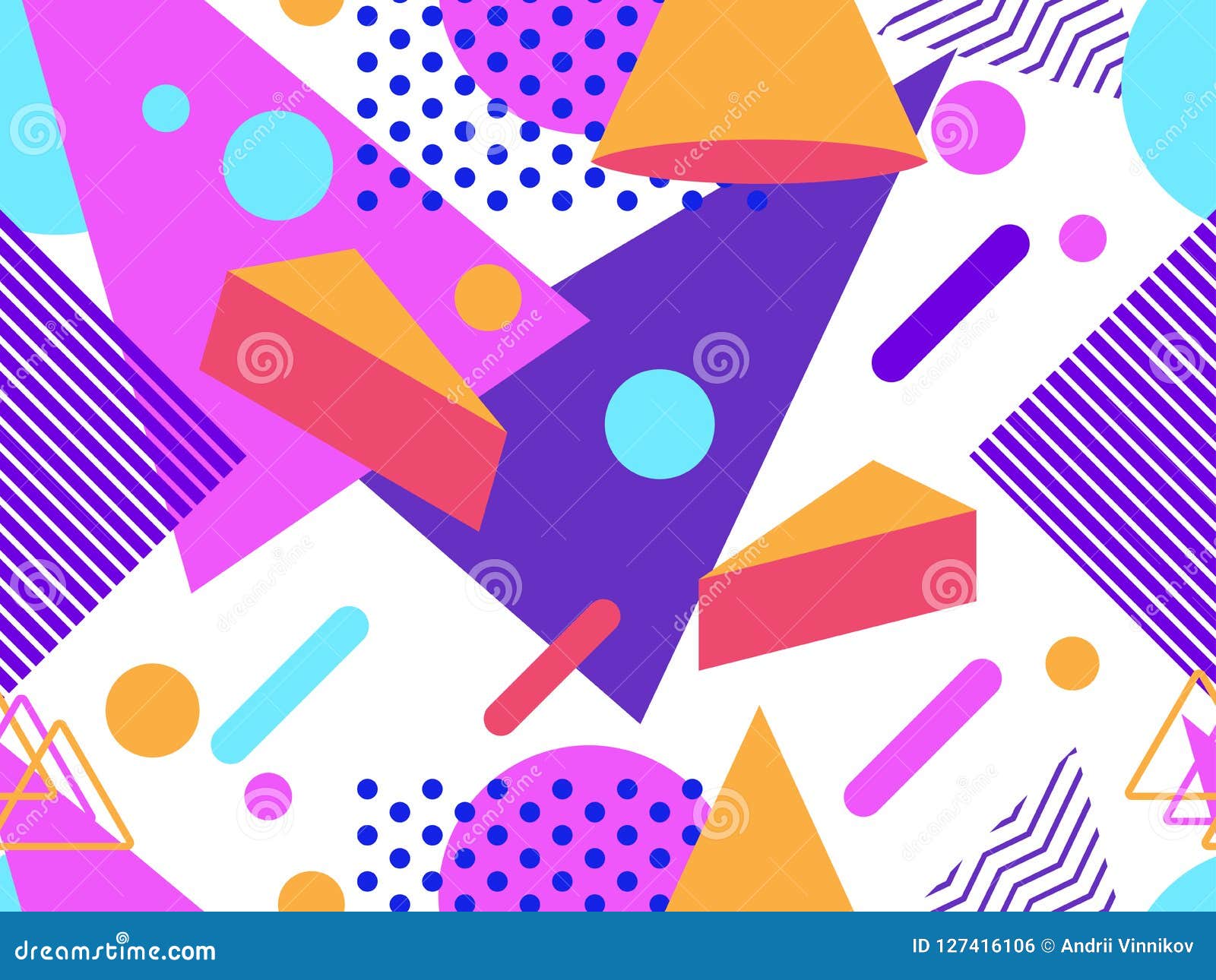 Memphis Seamless Pattern. Geometric Elements Memphis in the Style of ...