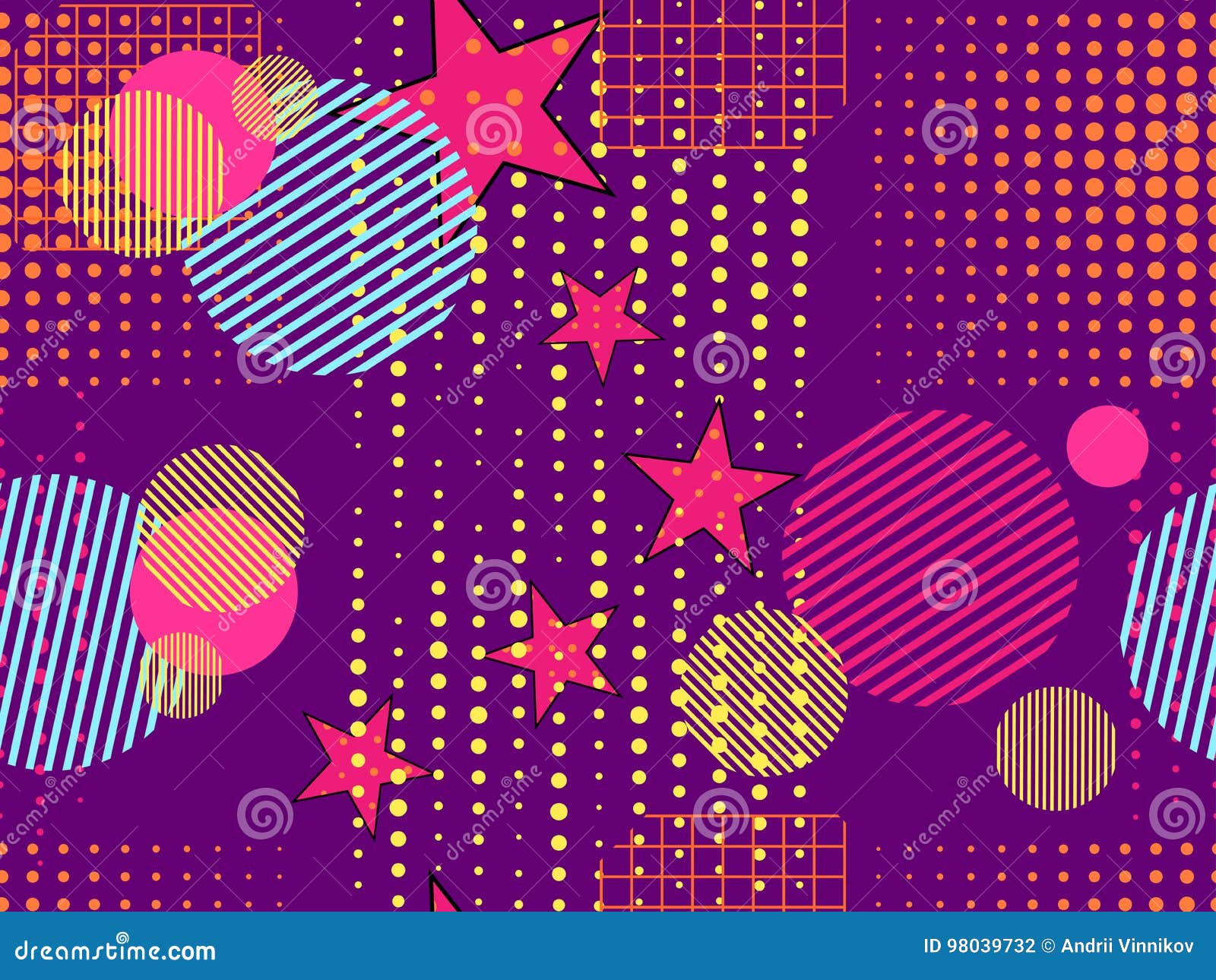 Memphis Seamless Pattern. Pop Art Dotted and Geometric Elements Memphis ... Memphis Seamless Pattern. Pop Art Dotted and Geometric Elements Memphis ...