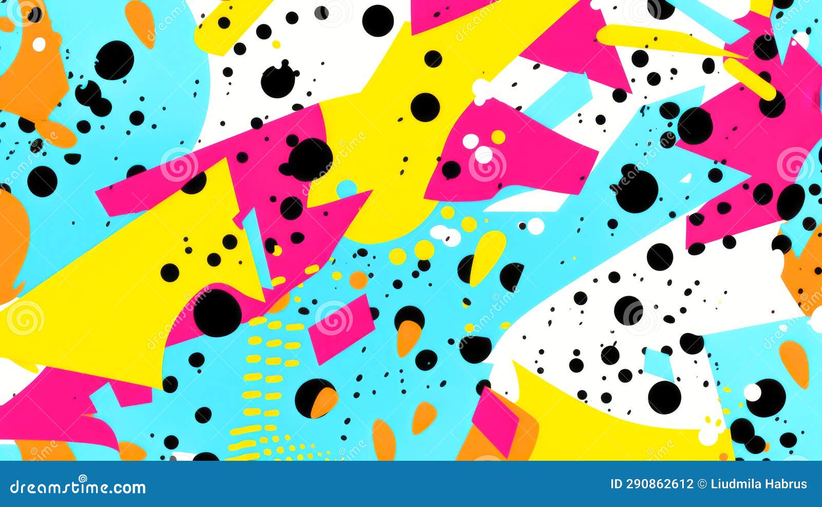 Memphis Seamless Pattern in Retro Style. Doodle Elements on a Colorful ...