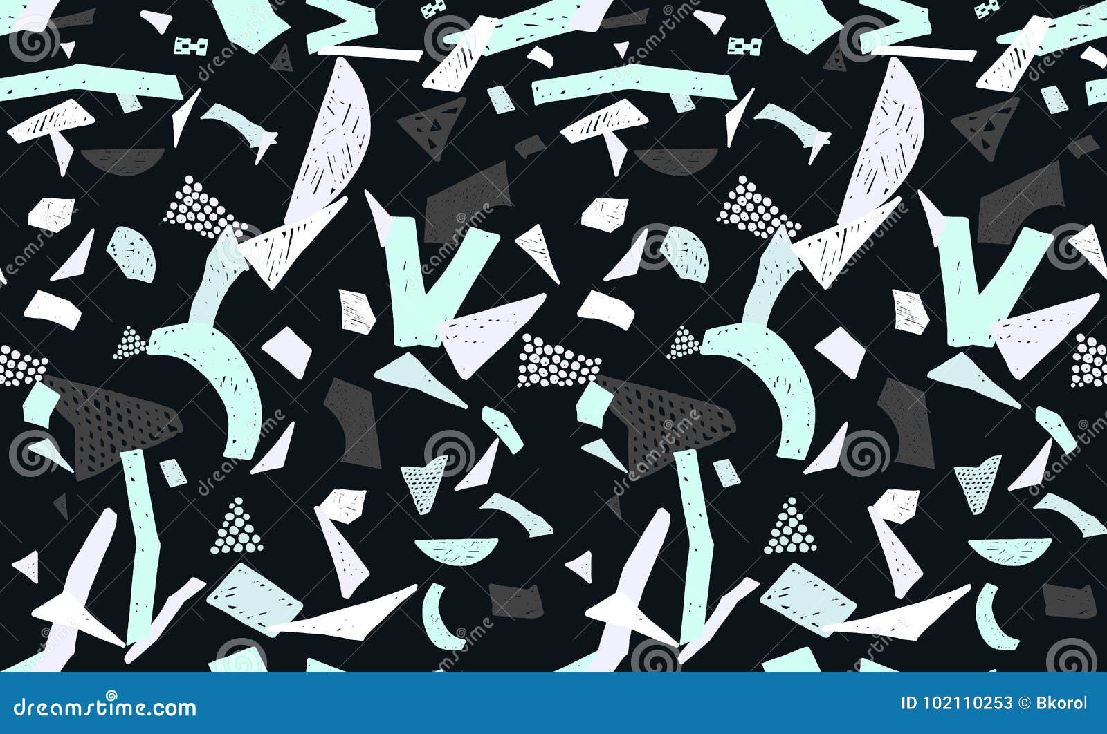 Memphis Seamless Pattern in Retro Style. Doodle Pattern Hand-drawn Pen ...