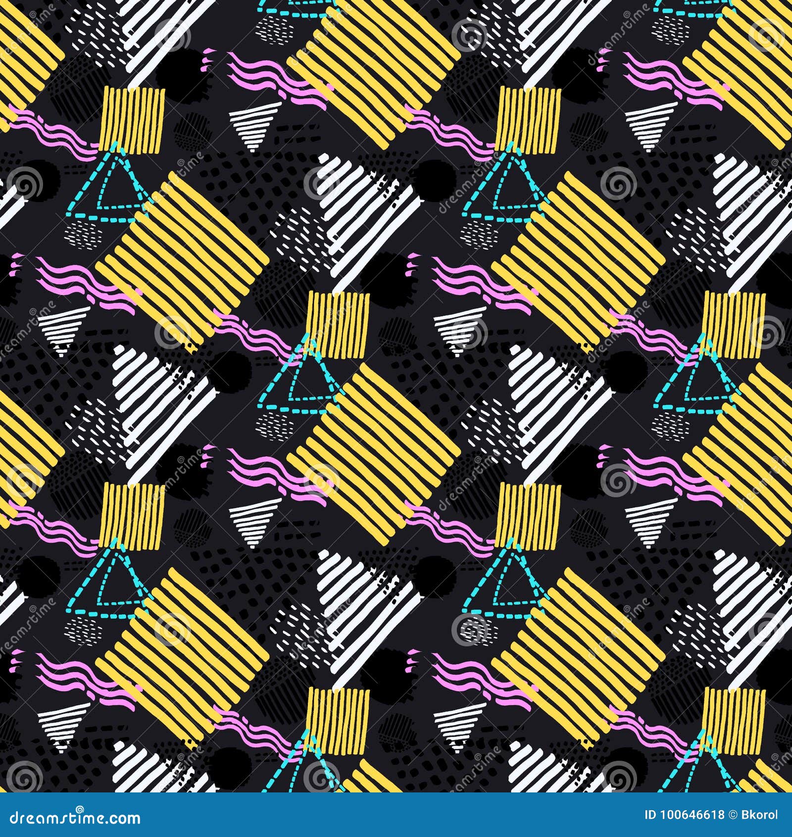 Memphis Seamless Pattern in Retro Style. Stock Vector - Illustration of ...