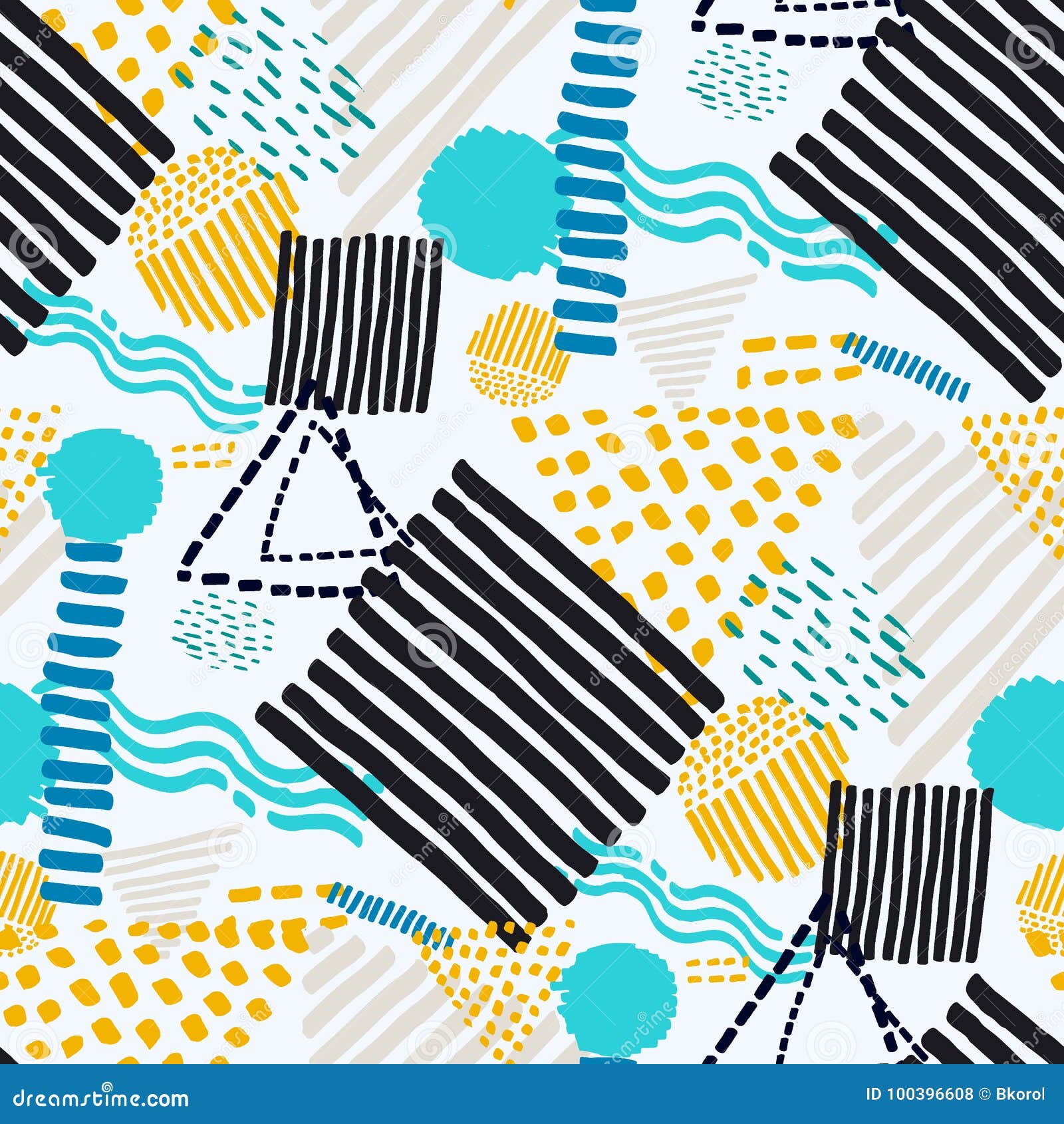 Memphis Seamless Pattern in Retro Style. Stock Vector - Illustration of ...