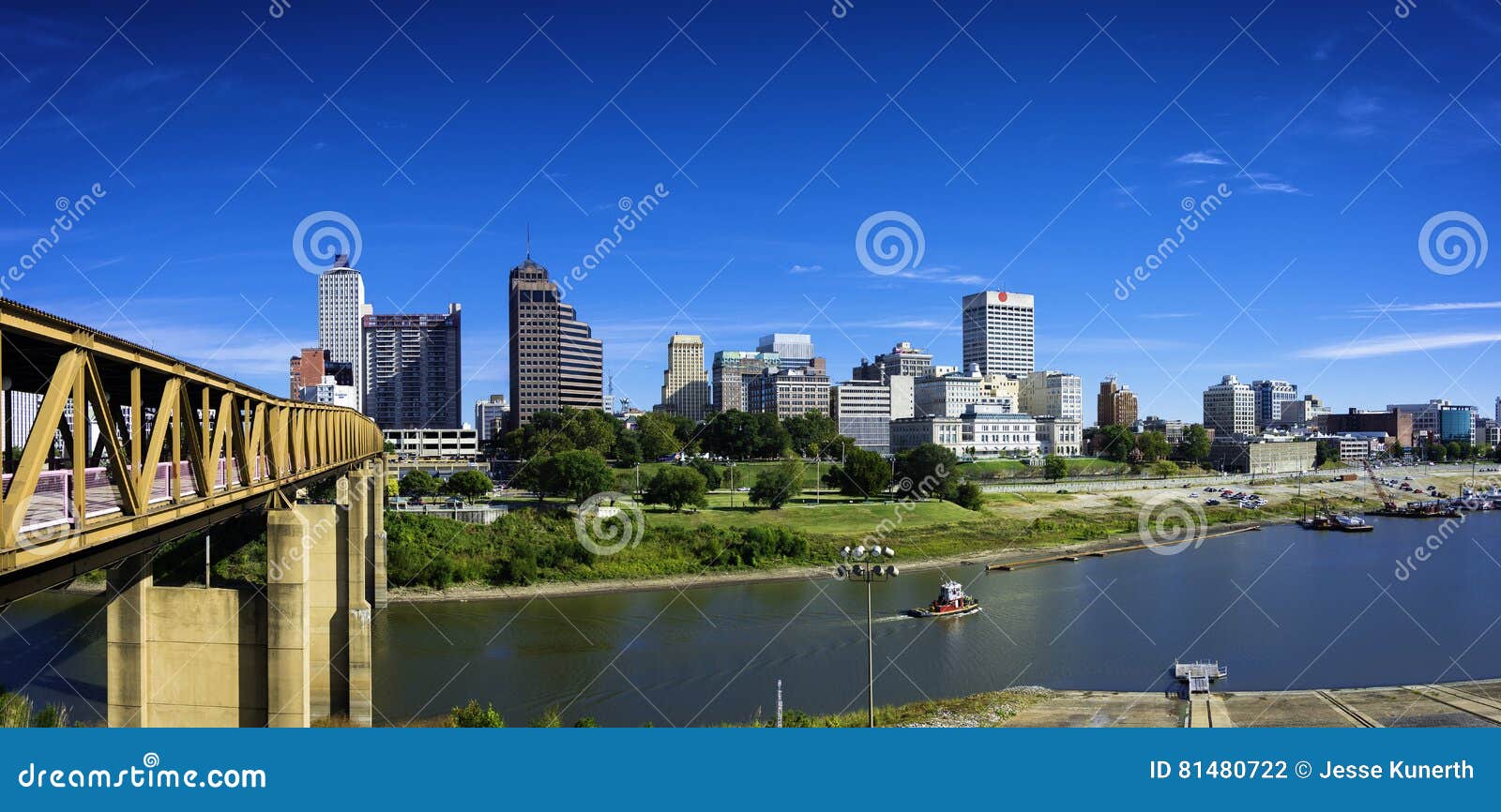 Memphis Skyline with Blue Sky Stock Photo - Image of blue, tennessee ...
