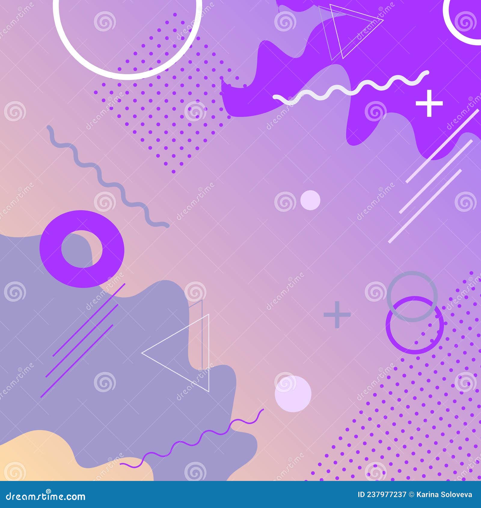 Bright Purple Modern Memphis Style Geometric Background Stock Vector ...