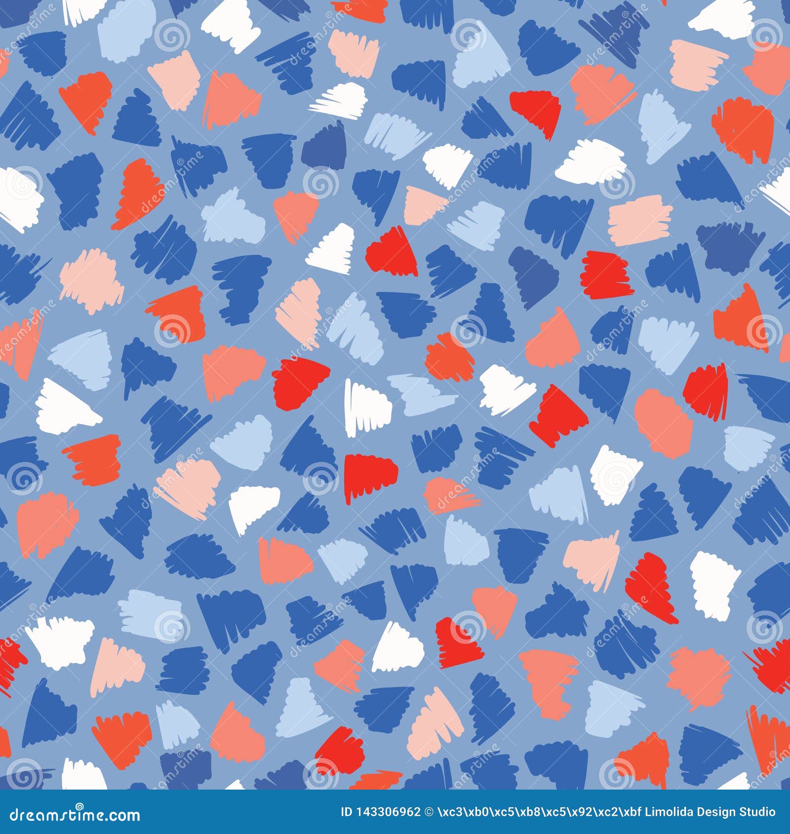 Memphis Style Abstract Scribbles Seamless Vector Pattern, Hand Drawn ...