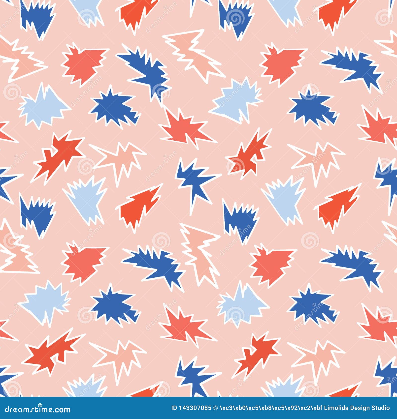 Memphis Style Abstract Scribbles Seamless Vector Pattern, Hand Drawn ...