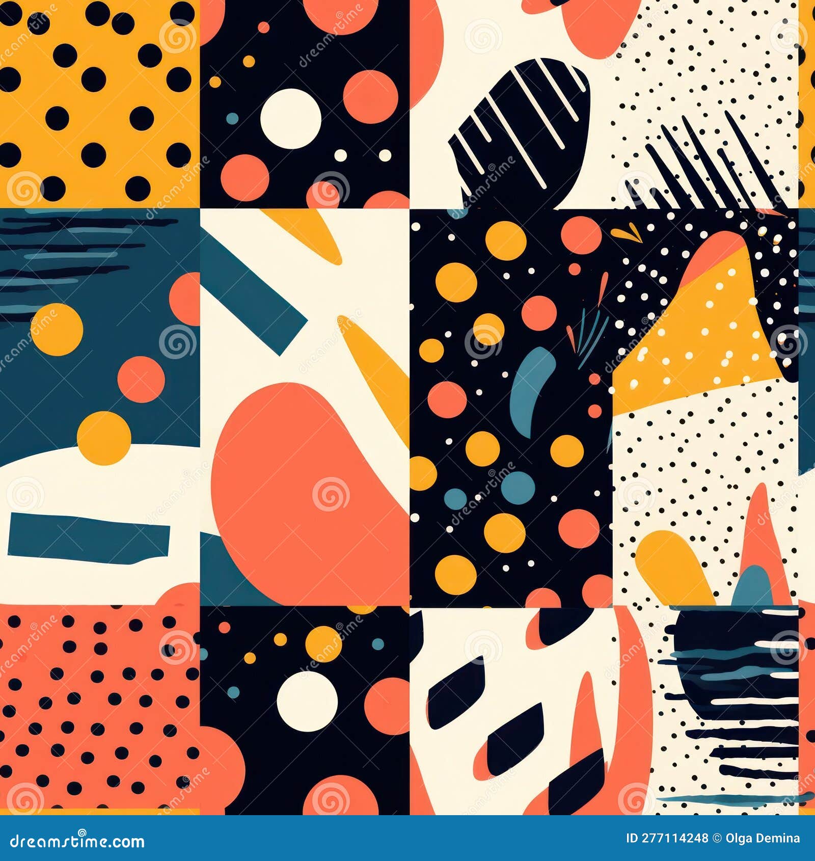 Memphis Style Colorful Tile Background Seamless Pattern . Stock ...