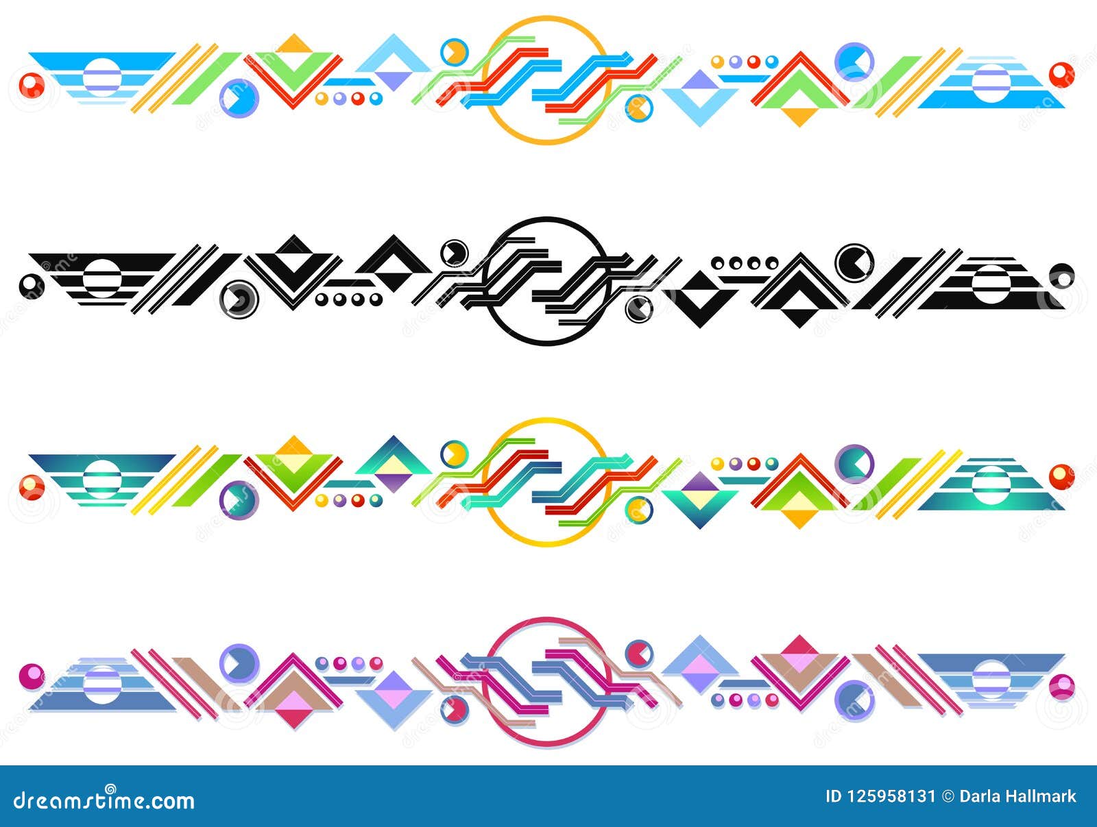 Memphis Style Deco Border Element Stock Vector - Illustration of deco ...