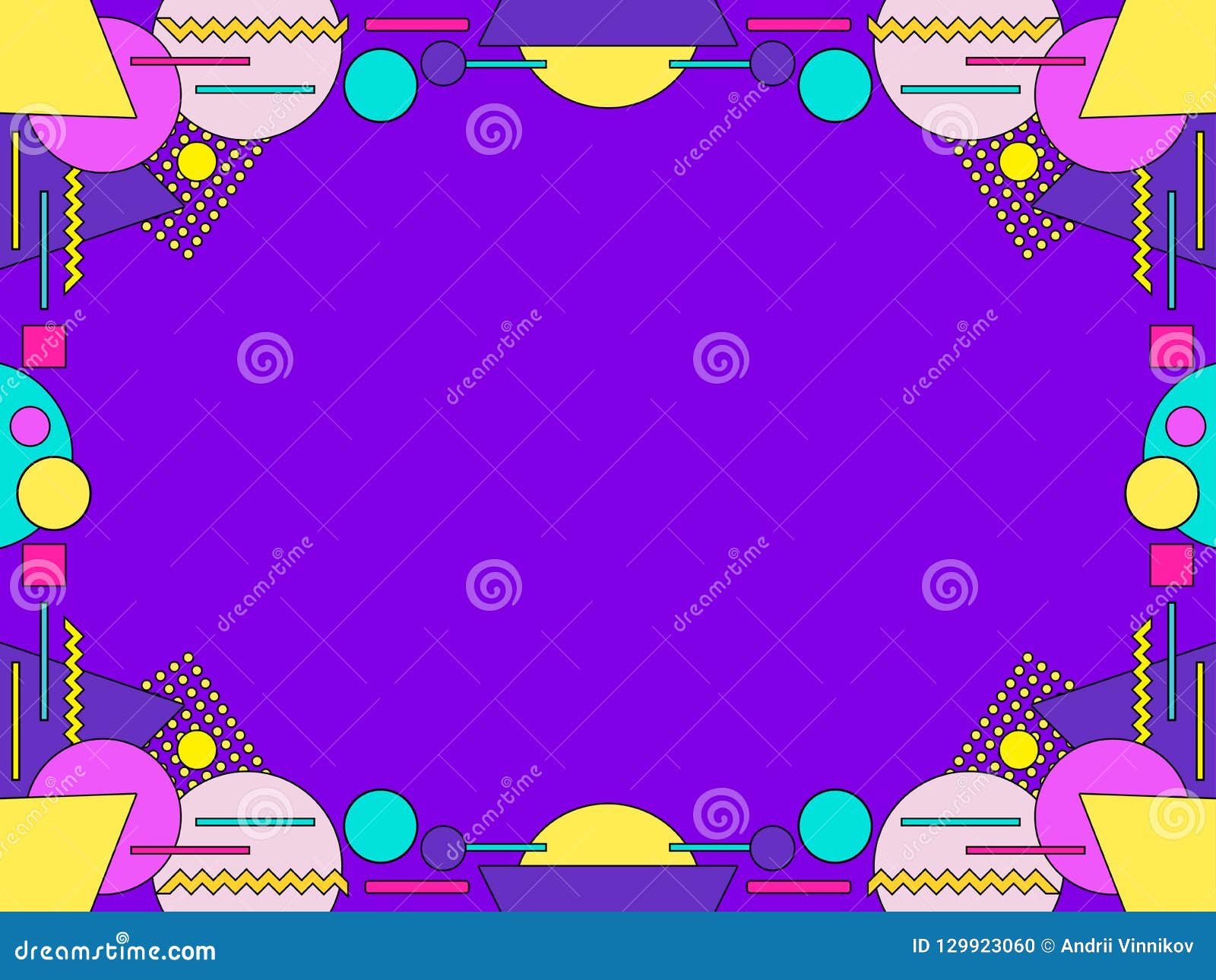 Memphis Style Frame. Geometric Objects of the 80s. Design a Template ...