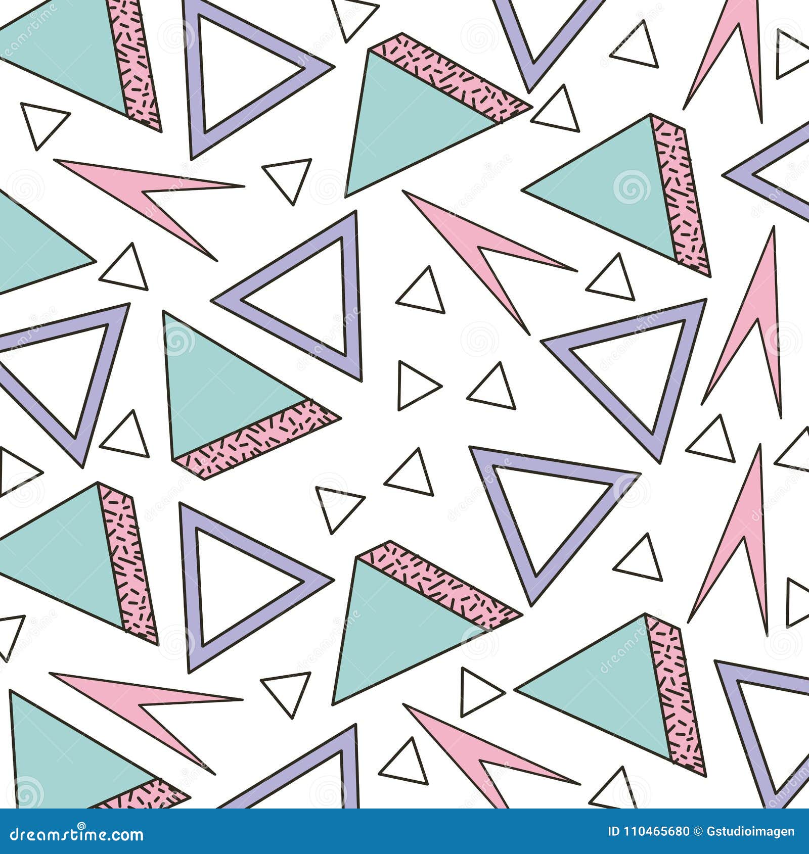 Memphis Style Pattern Triangle Geometric Shape Stock Vector ...