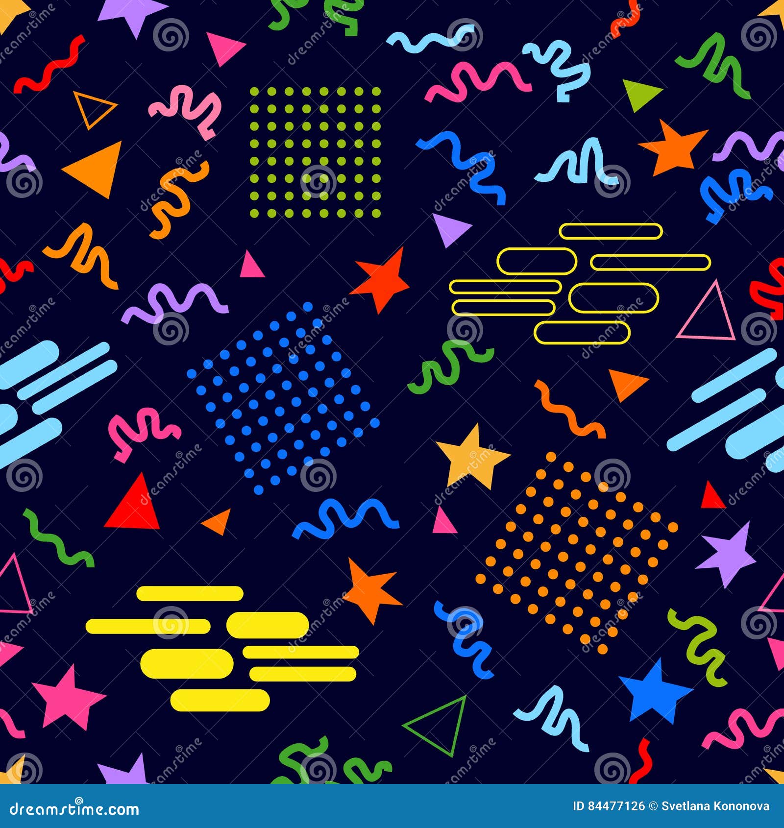 Memphis Style Seamless Pattern. Stock Illustration - Illustration of ...