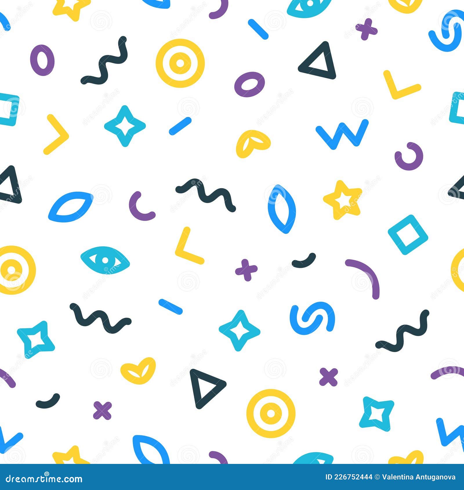 Memphis Style Seamless Pattern Stock Vector - Illustration of simple ...