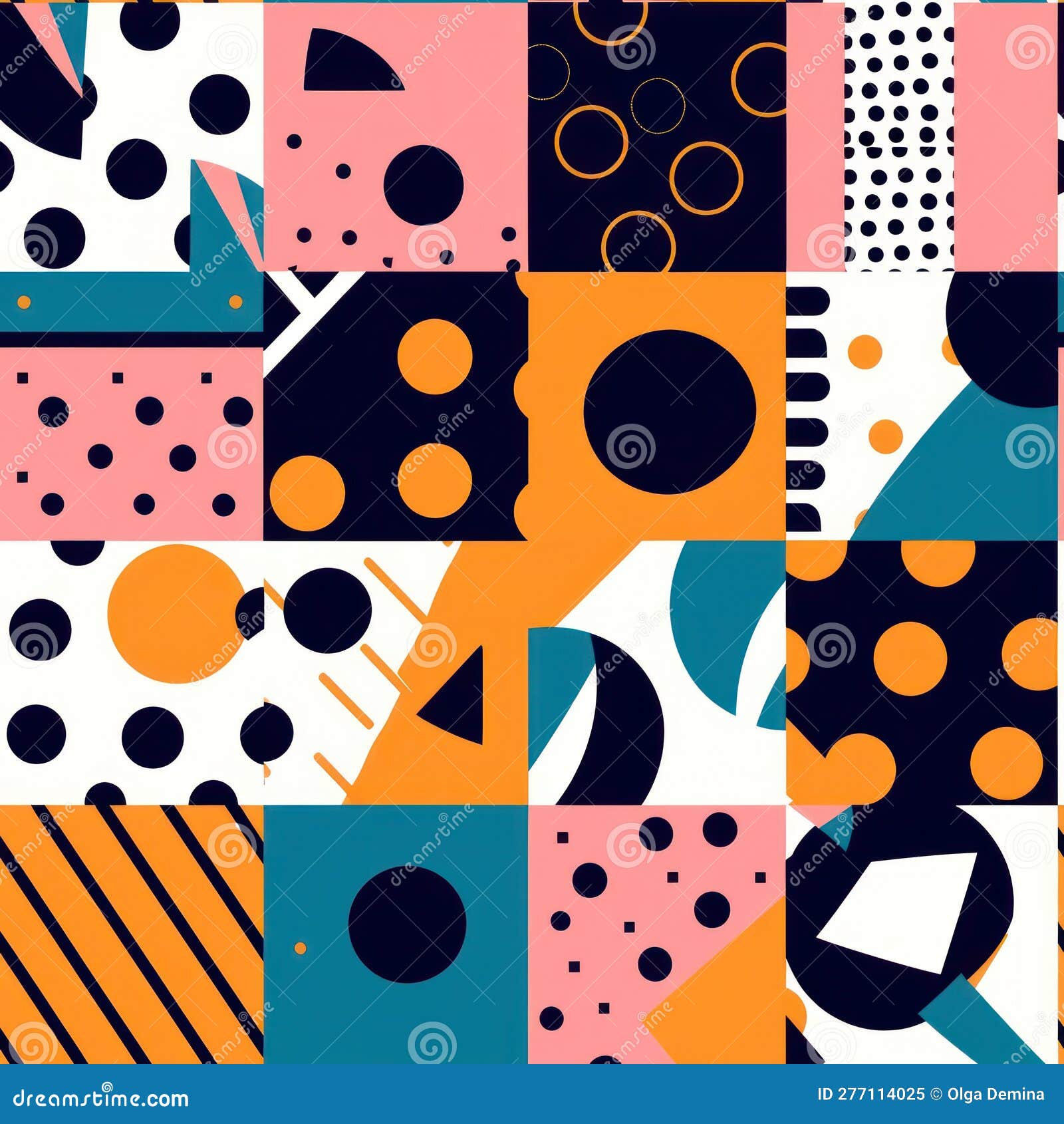 Memphis Styled Retro Colors Background Seamless Pattern Stock ...