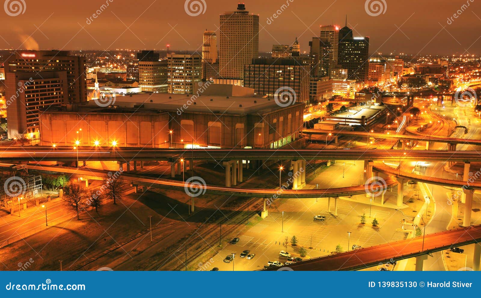 Memphis, Tennessee Cityscape at Night Stock Photo - Image of street ...