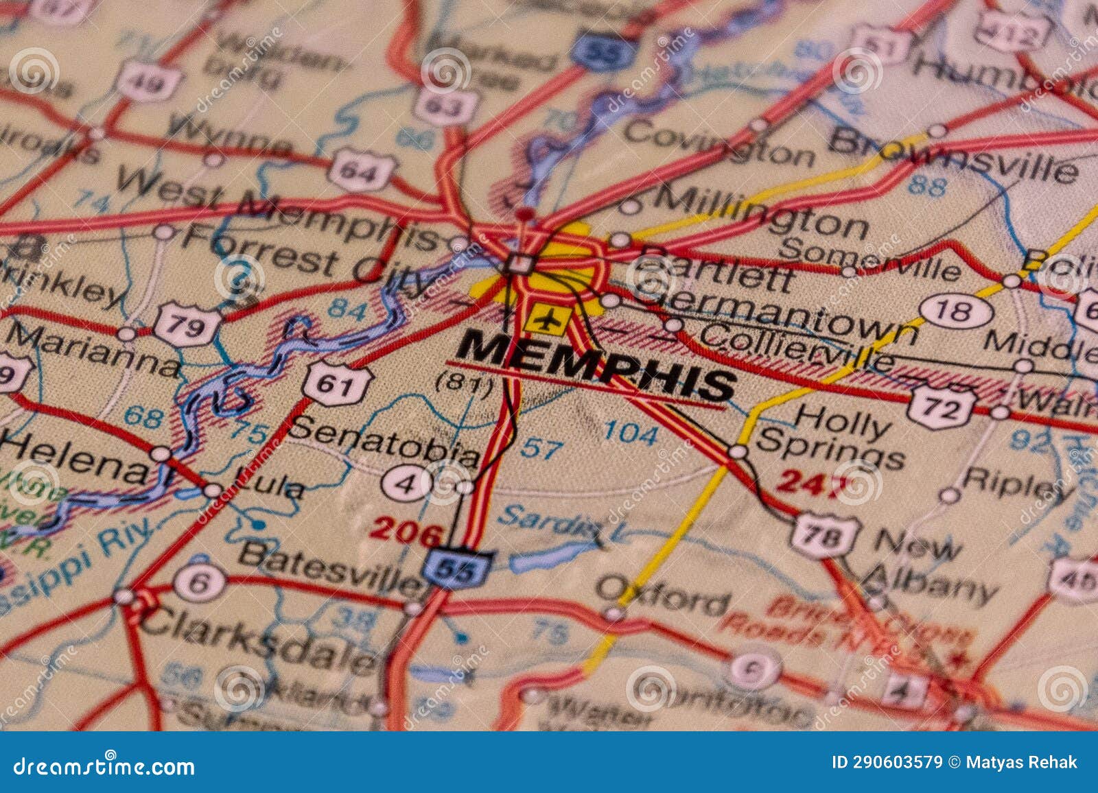 Memphis, Tennessee, USA on a Road Ma Stock Image - Image of background ...