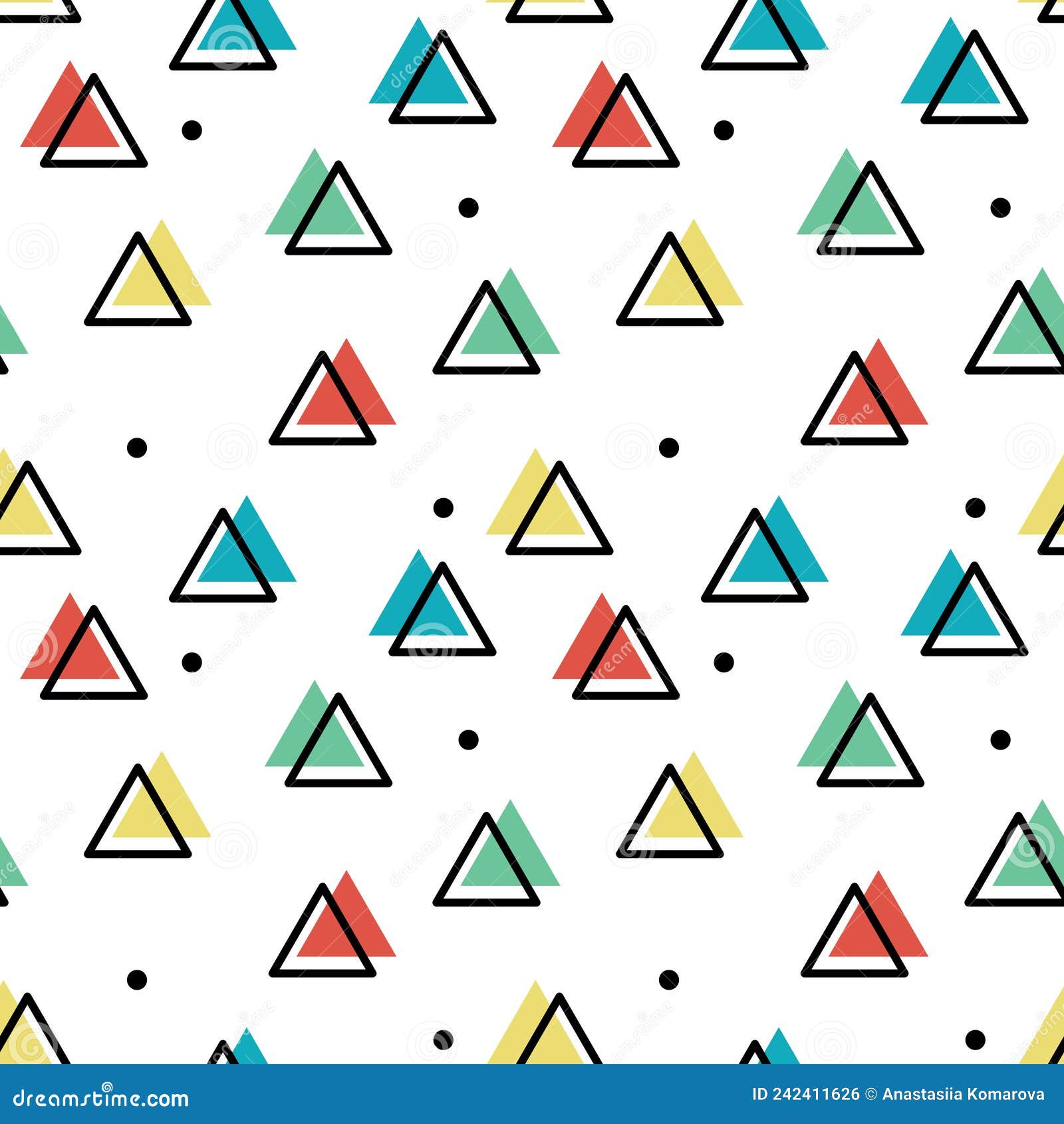 Memphis Wallpaper with Abstract Shapes - Triangles, Dots. Seamless ...