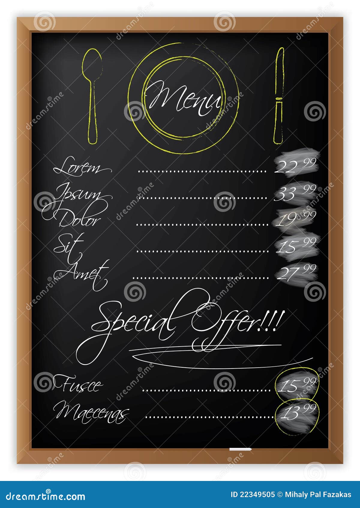 Menú en una pizarra ilustración del vector. Ilustración de cuadrado ...