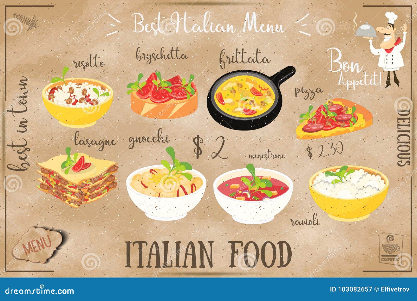 Menú italiano de la comida ilustración del vector. Ilustración de ...