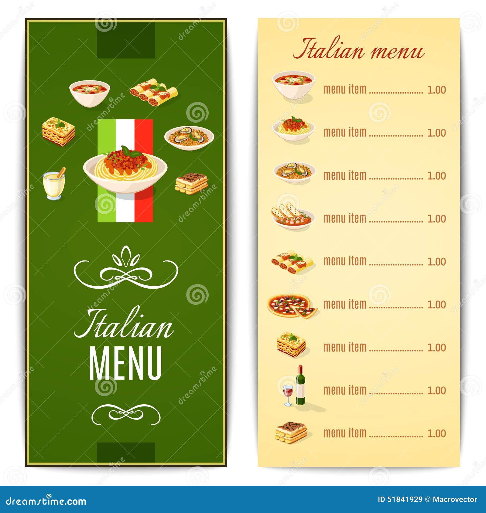 Menú italiano de la comida ilustración del vector. Ilustración de fondo ...