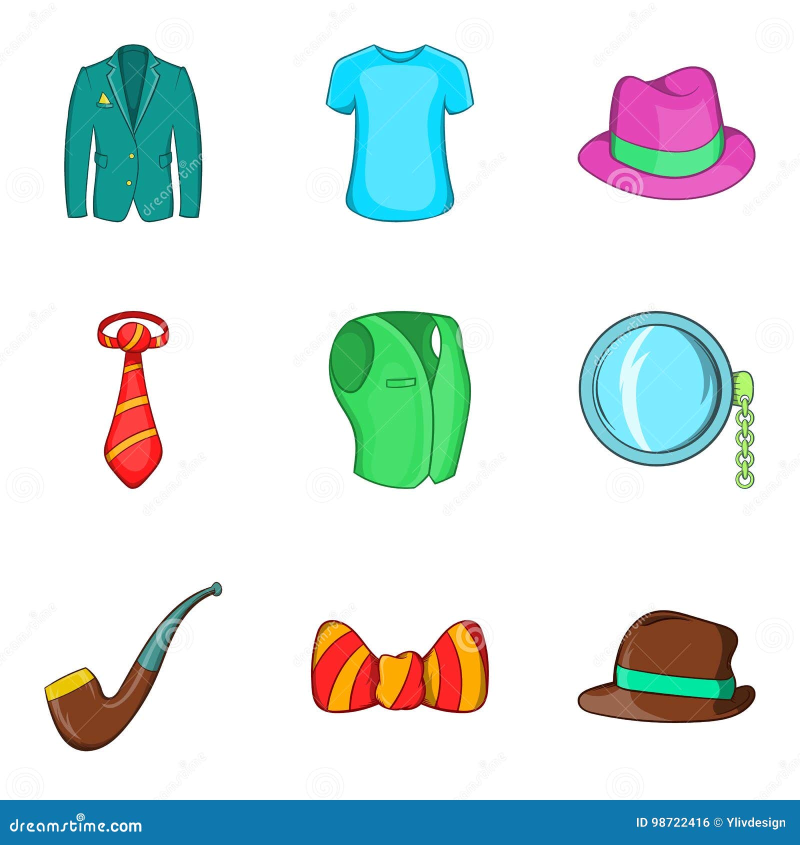 Men Accessories Icons Set, Cartoon Style Stock Vector - Illustration of ...