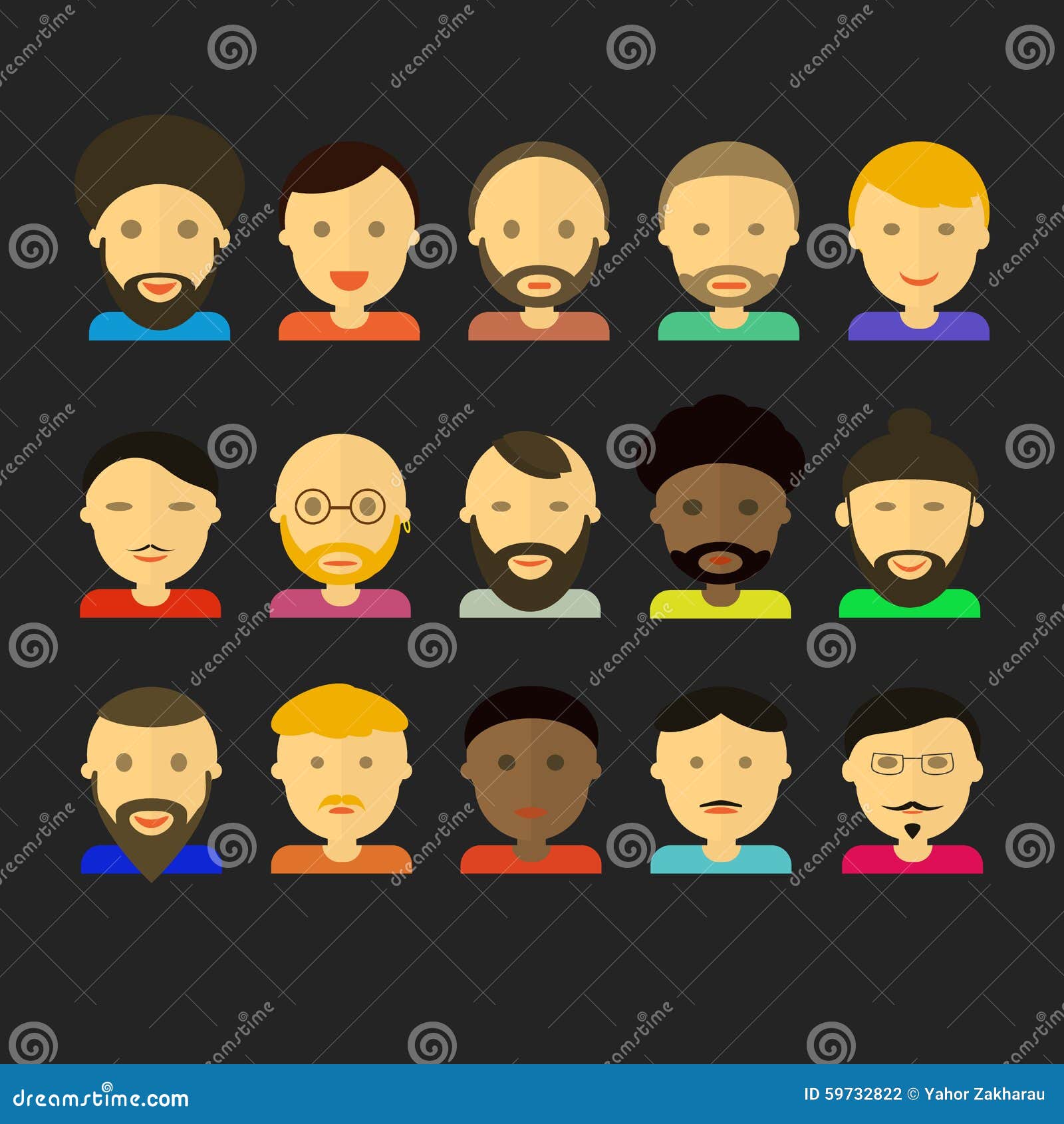 Men Appearance Icons. People Flat Icons Collection Stock Vector ...