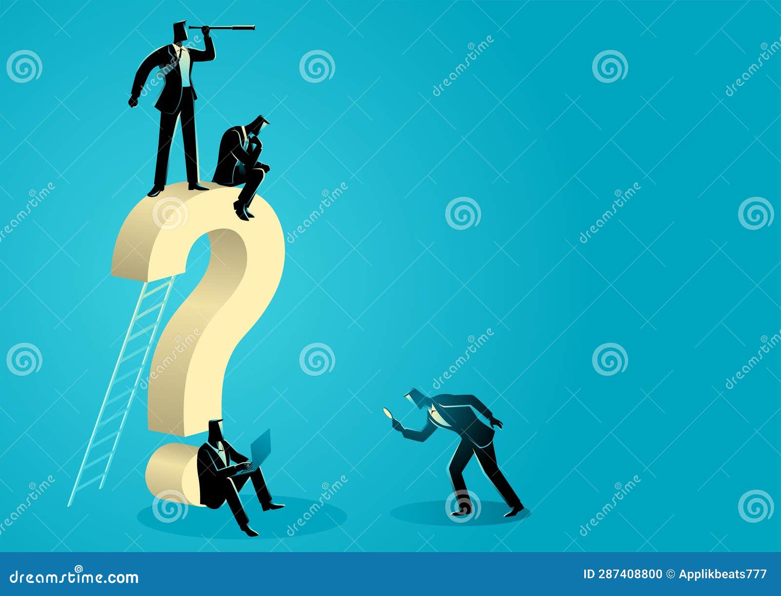 Men Around a Big Question Mark Stock Illustration - Illustration of ...