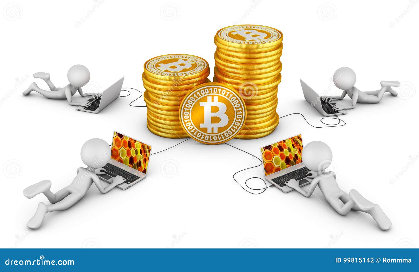 Men around Bitcoins stock illustration. Illustration of credit - 99815142