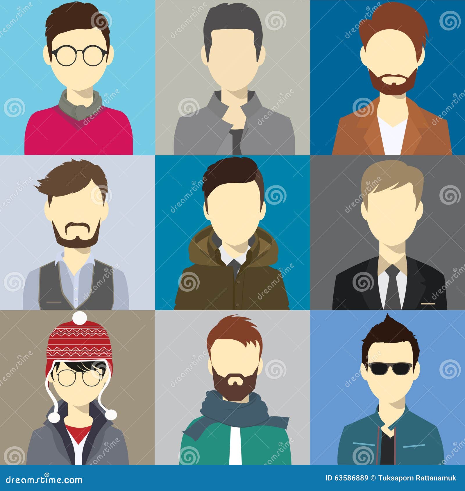 Men Avatar Flash Vector stock illustration. Illustration of hair - 63586889