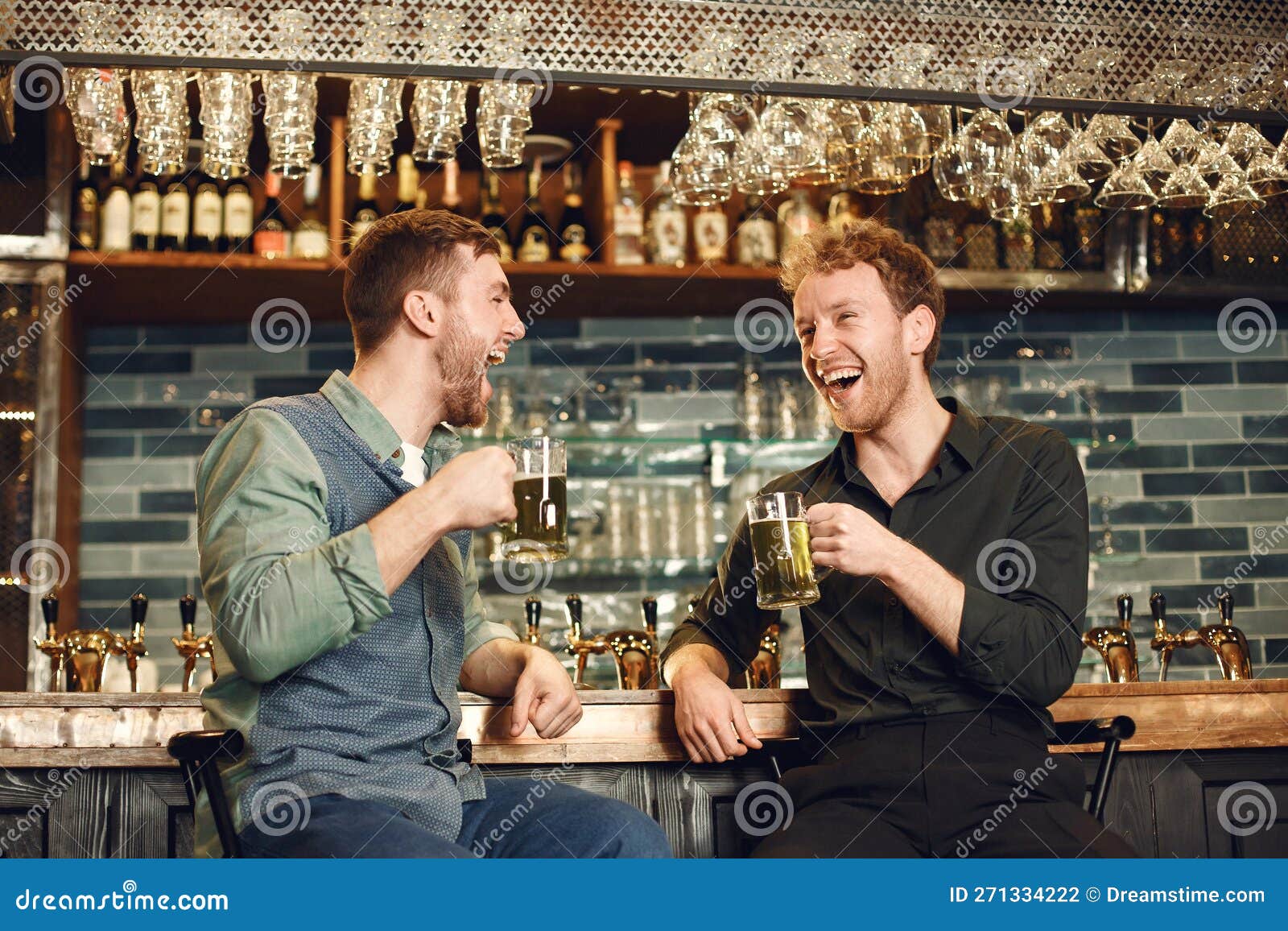 Men at Bar Behind Bar with Beer Stock Photo - Image of english, male: 271334222
